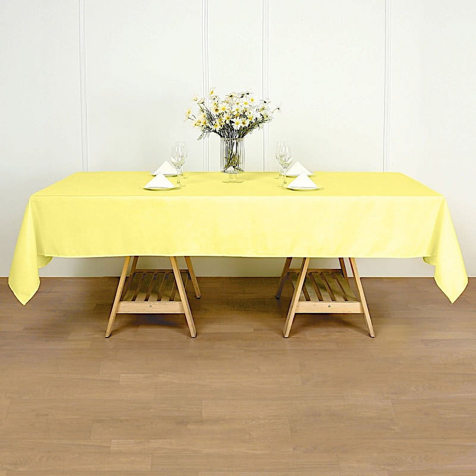 BalsaCircle Elegant 60" x 102" Rectangular Yellow Polyester Tablecloth ...