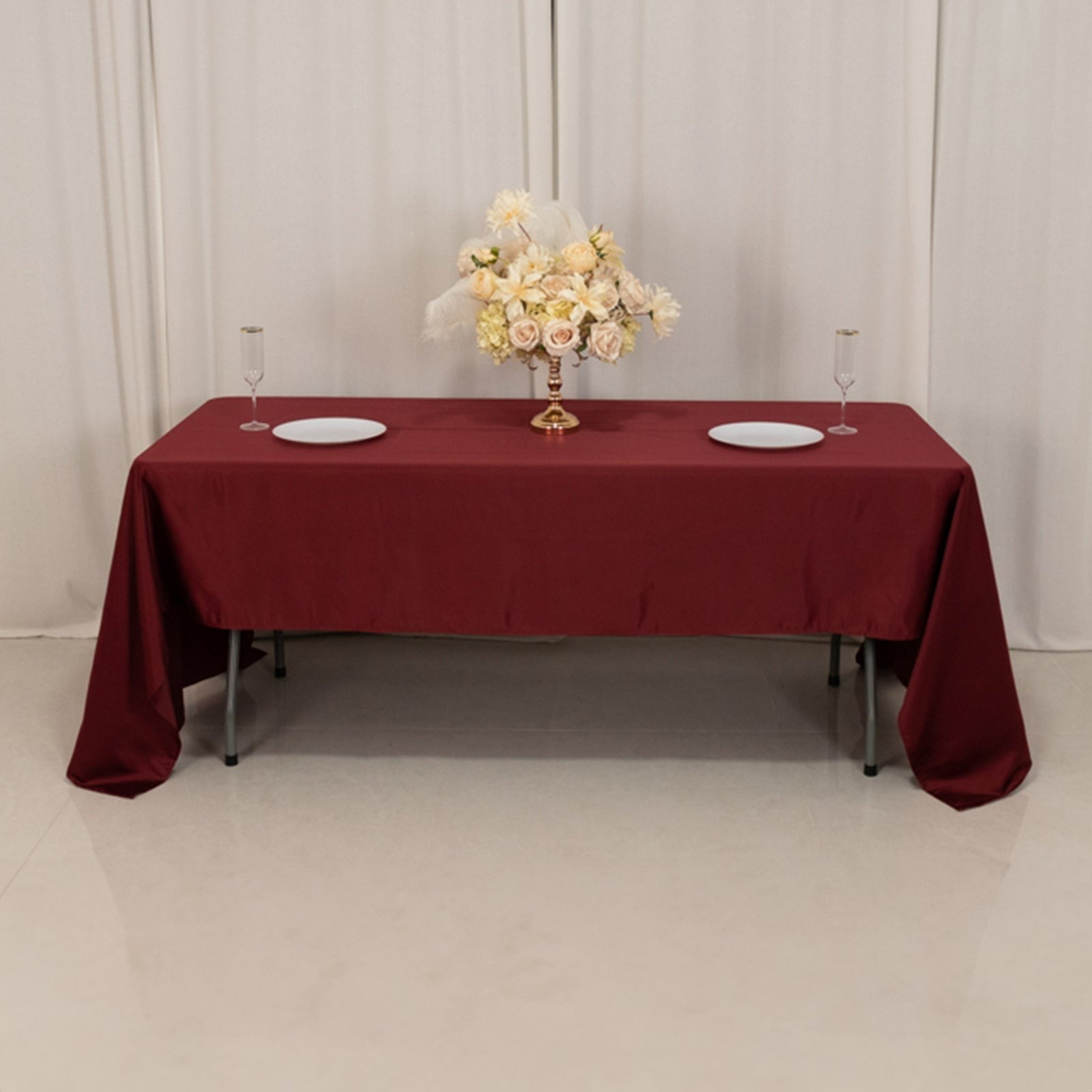BalsaCircle 60" x 126"Burgundy Lamour Satin Rectangular Tablecloth ...
