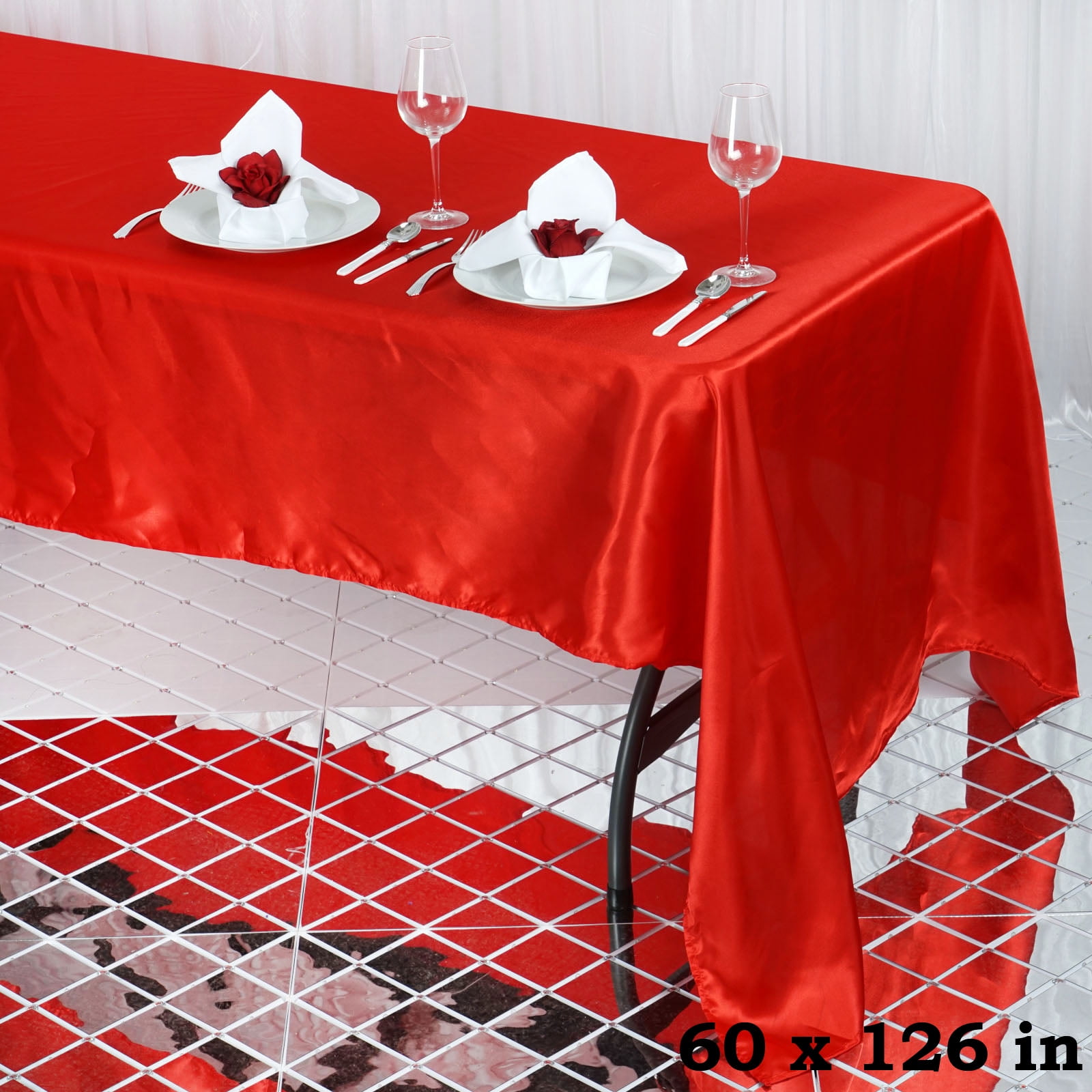 BalsaCircle Wedding Satin Rectangular Tablecloth 60" x 126" Red Dining ...
