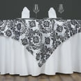 BalsaCircle 60" x 60" Black White Damask Flocking Table Overlays ...