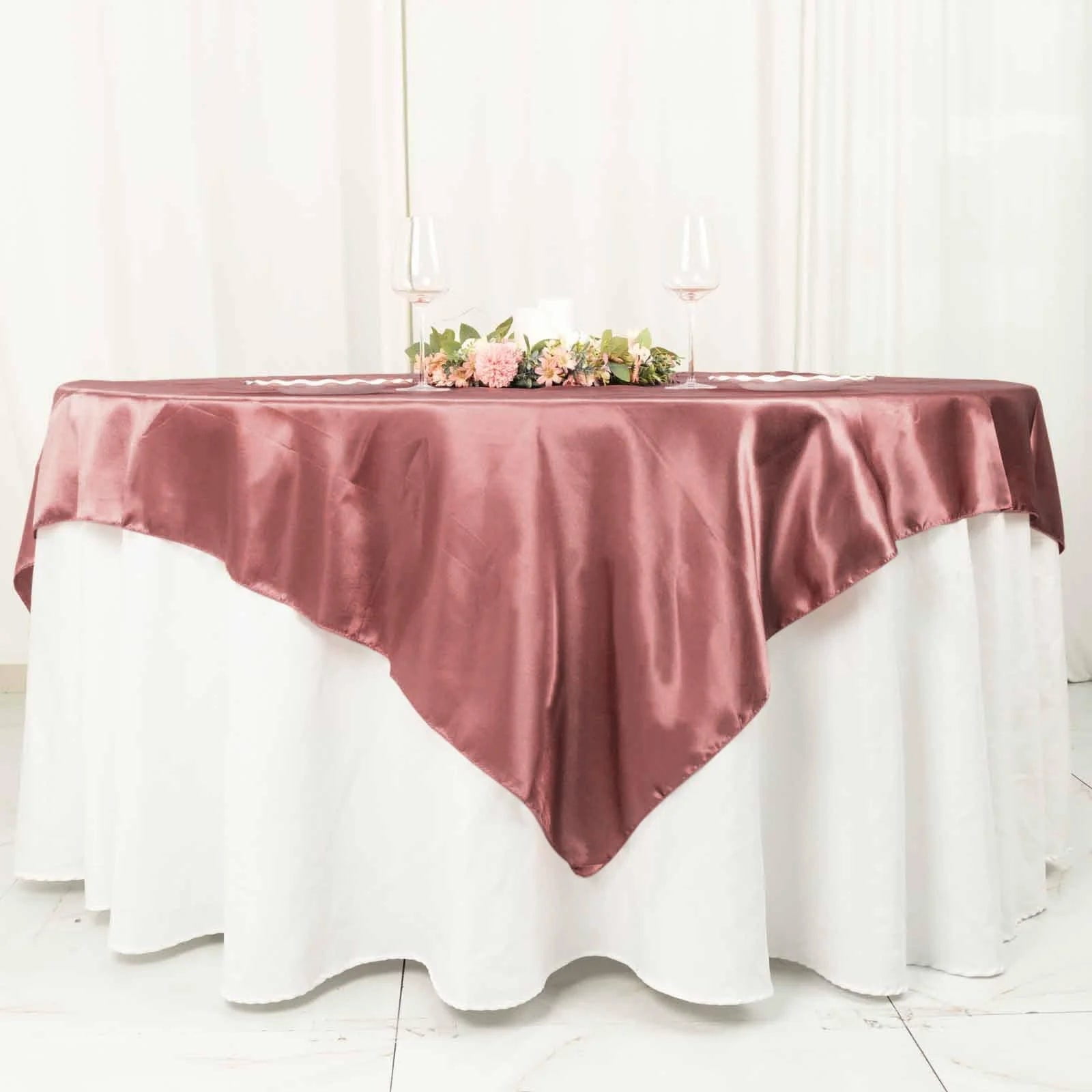 BalsaCircle 60" x 60" Cinnamon Rose Square Satin Table Overlays Wedding ...