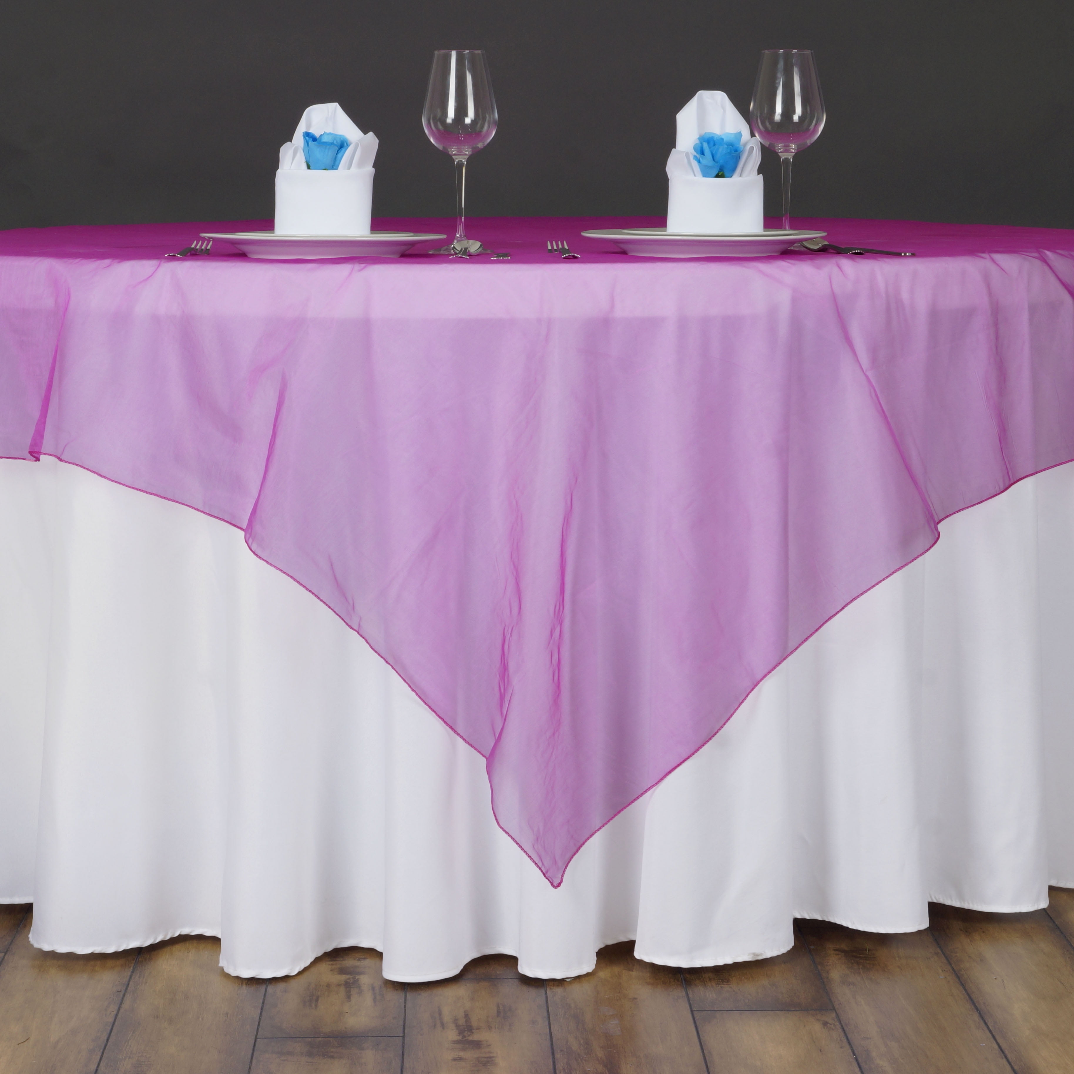 BalsaCircle 60" x 60" Fuchsia Sheer Organza Table Overlays Wedding ...