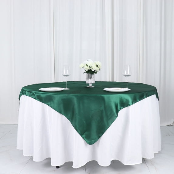 BalsaCircle 60" x 60" Square Satin Tablecloth Overlay - Hunter Green ...