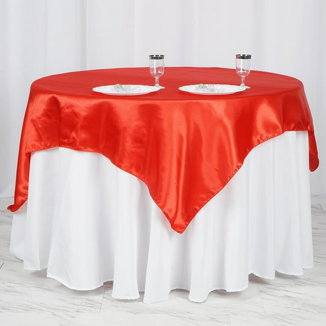 BalsaCircle 60" x 60" Red Square Satin Table Overlays Wedding Catering ...