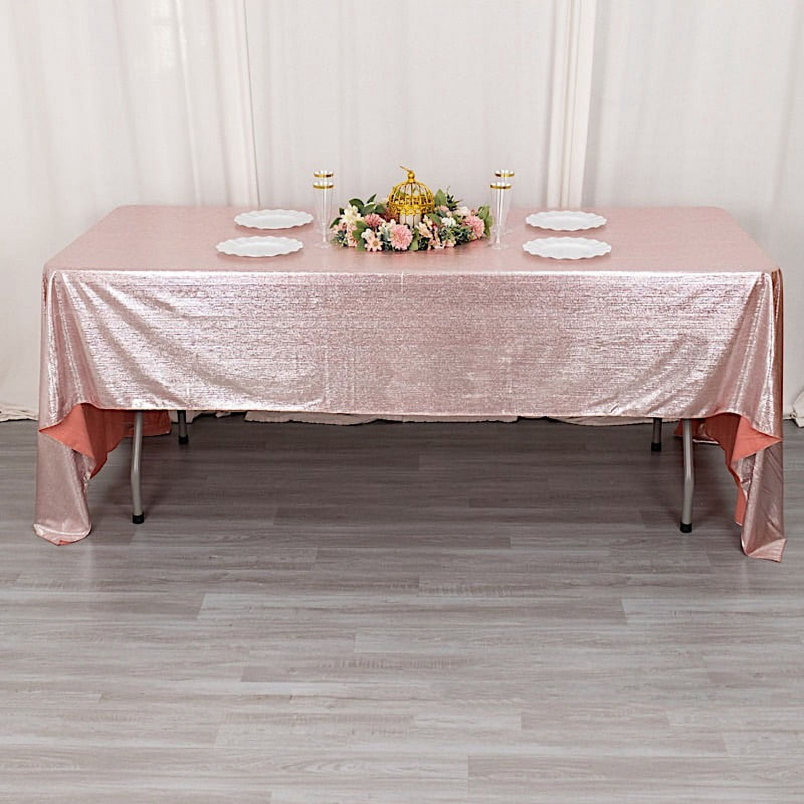 BalsaCircle 60x126 in Rose Gold Sequin Dots Polyester Rectangle ...