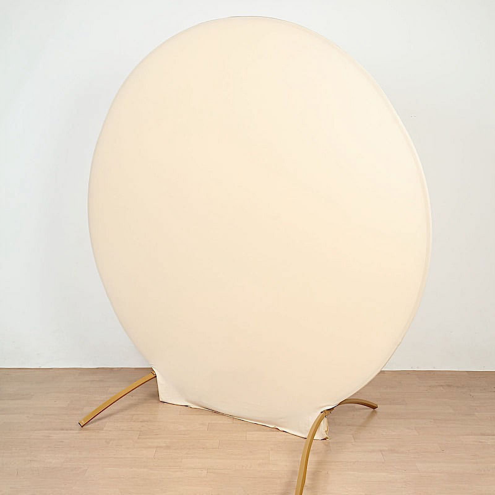 BalsaCircle 7.5 feet Beige Fitted Spandex Round Wedding Backdrop Stand ...