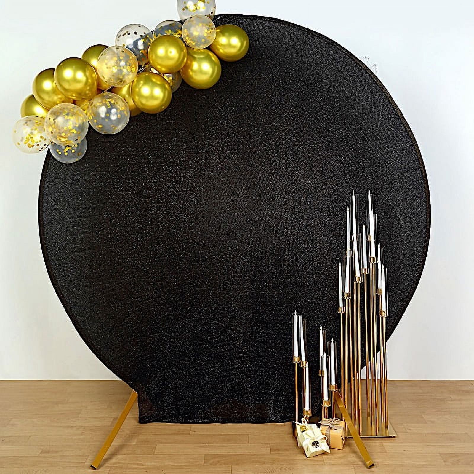BalsaCircle 7.5 feet Black Metallic Glittered Spandex Round Backdrop ...