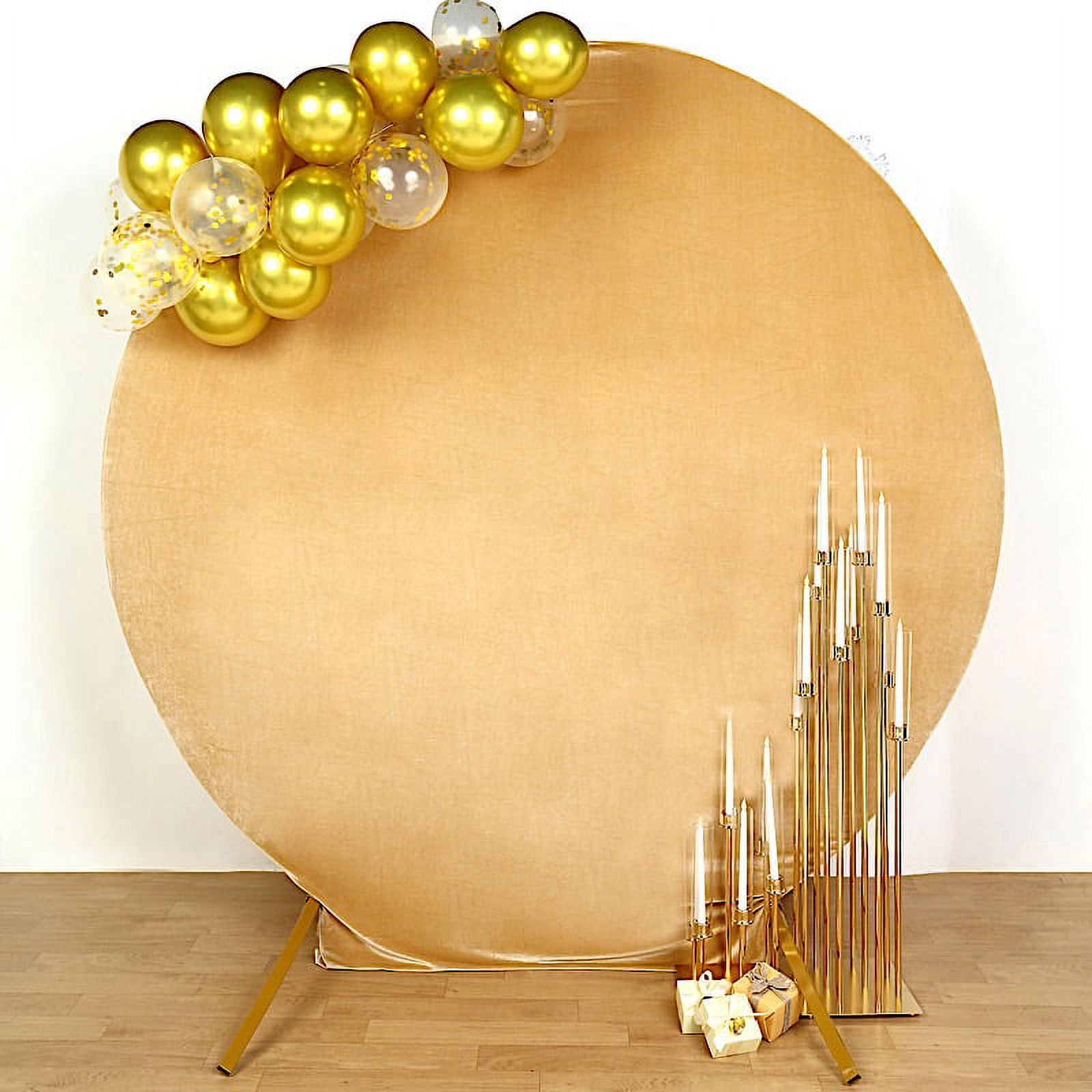 BalsaCircle 7.5 feet Champagne Soft Velvet Round Backdrop Stand Cover ...