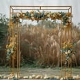 BalsaCircle 7.5 feet Gold Metal 3D Rectangular Backdrop Stand Wedding ...