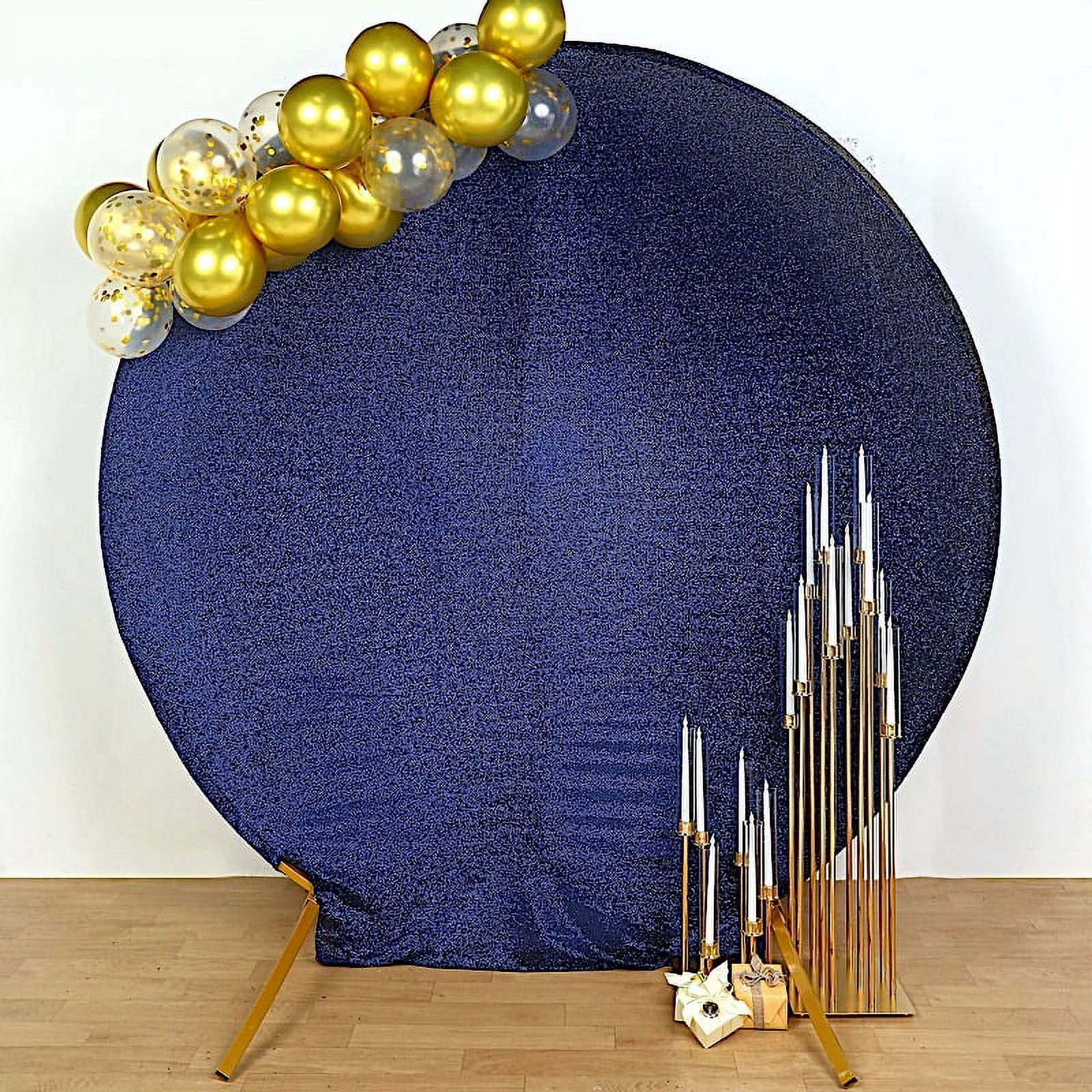 BalsaCircle 7.5 feet Navy Blue Metallic Glittered Spandex Round ...