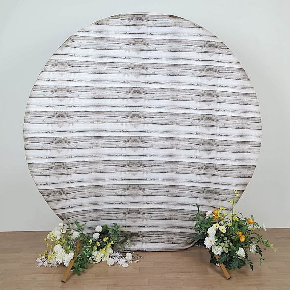 Balsa Circle 7.5 feet Rustic White Fitted Spandex Round Backdrop Stand ...
