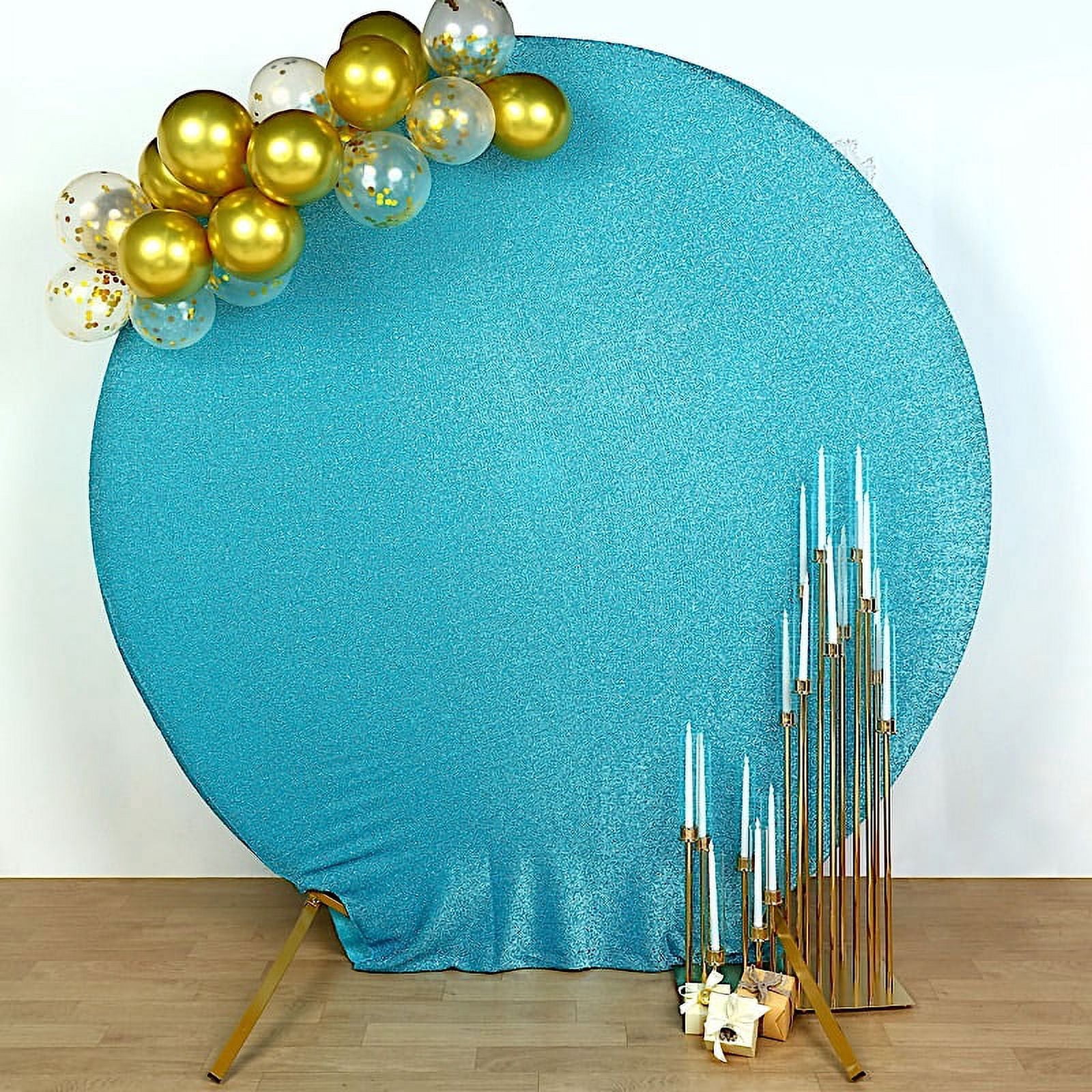 BalsaCircle 7.5 feet Turquoise Metallic Glittered Spandex Round ...