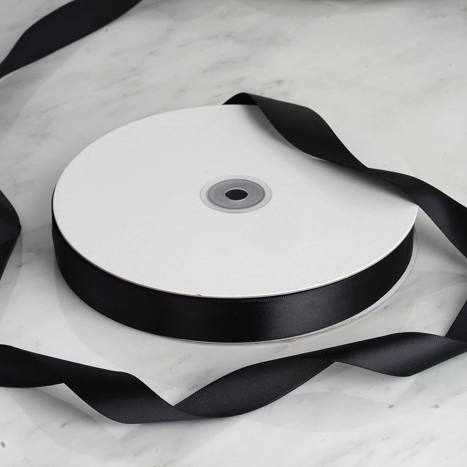 BalsaCircle 7/8" x 100 yards Black Shiny Single Side Satin Ribbon ...