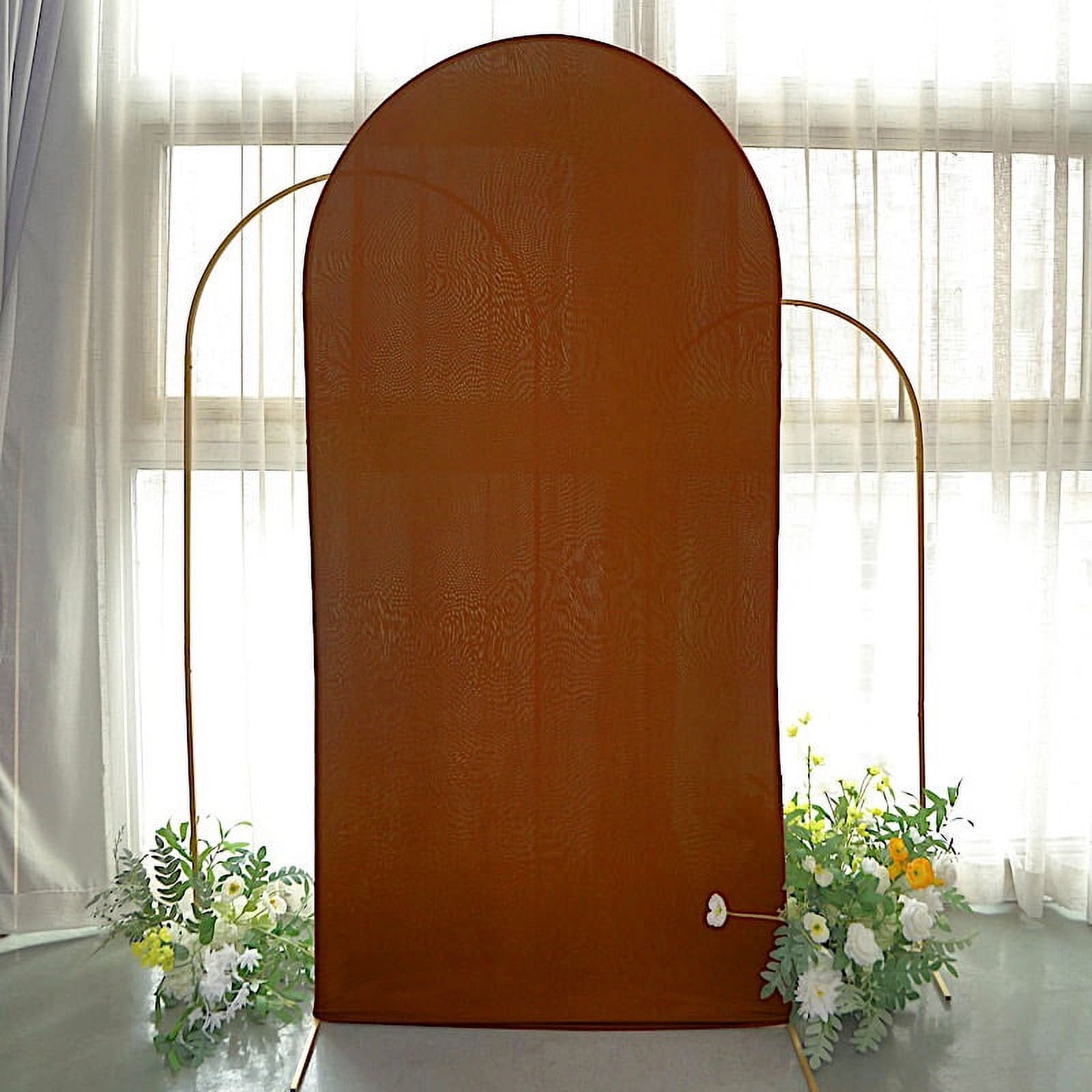 BalsaCircle 7 ft Brown Fitted Matte Spandex Round Top Wedding Arch ...