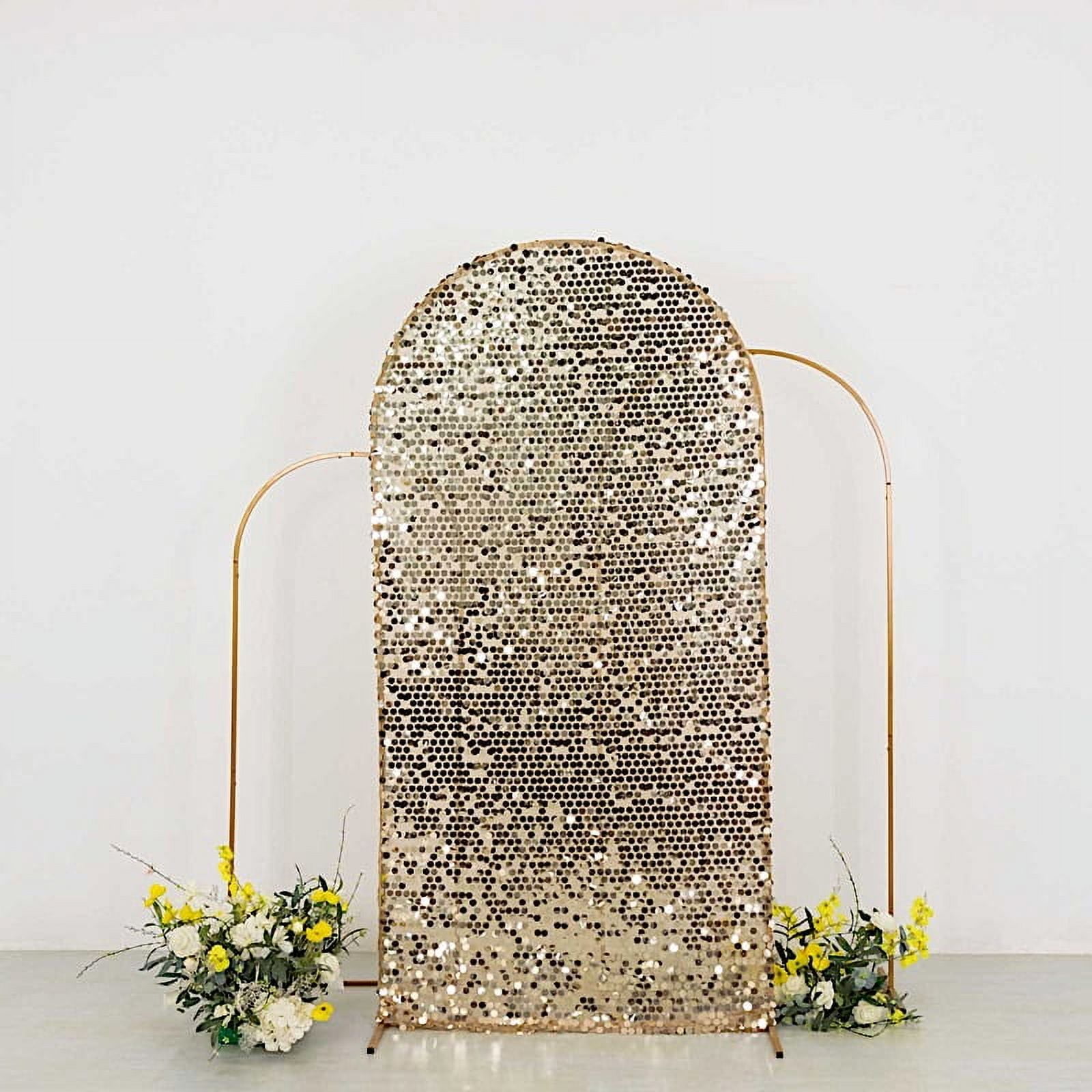 BalsaCircle 7 ft Champagne Fitted Sparkly Big Payette Sequin Round Top ...