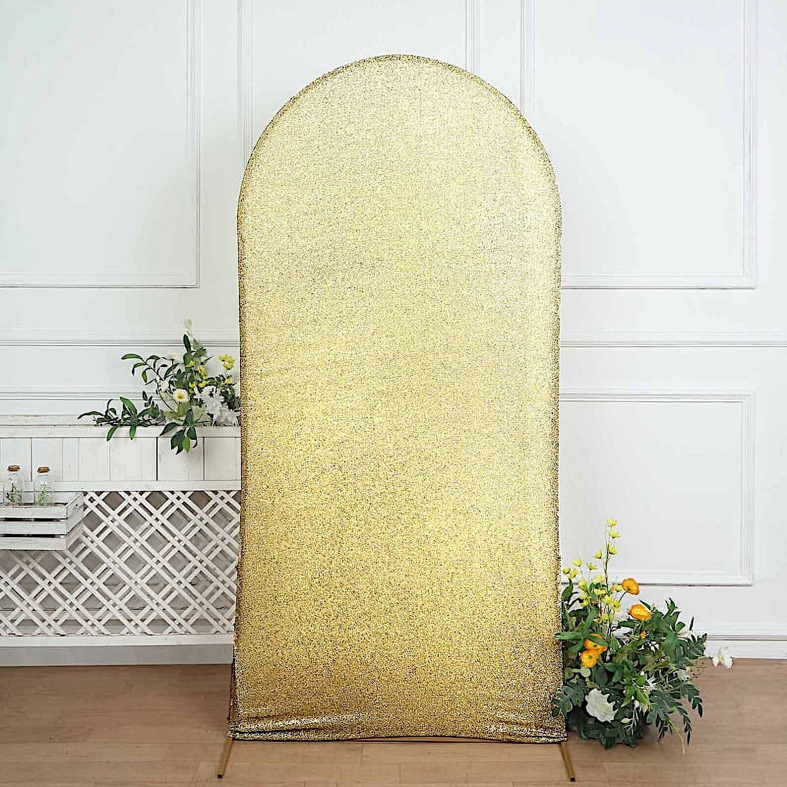 BalsaCircle 7 ft Fitted Metallic Spandex Round Top Wedding Arch ...