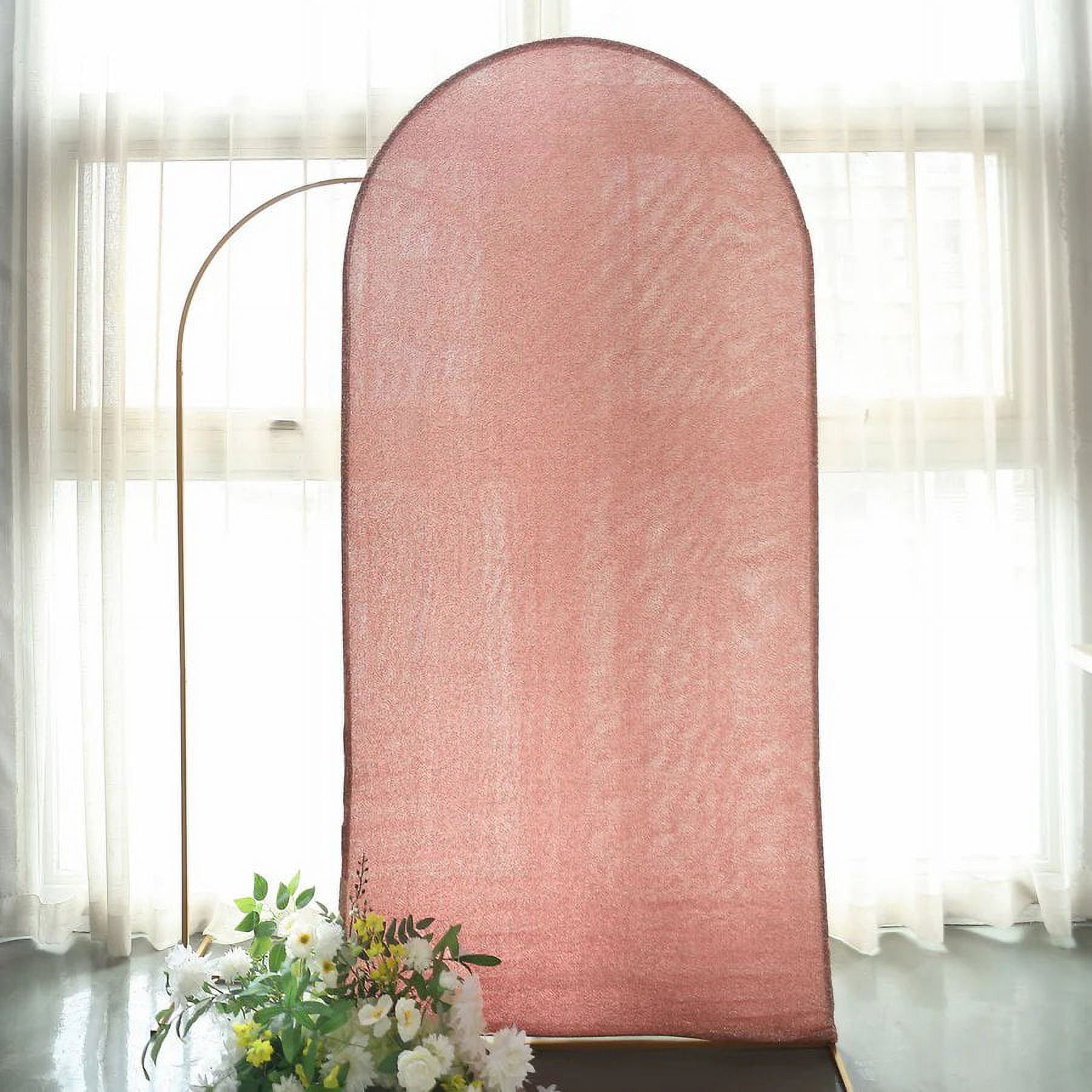 BalsaCircle 7 ft Blush Fitted Metallic Spandex Round Top Wedding Arch ...