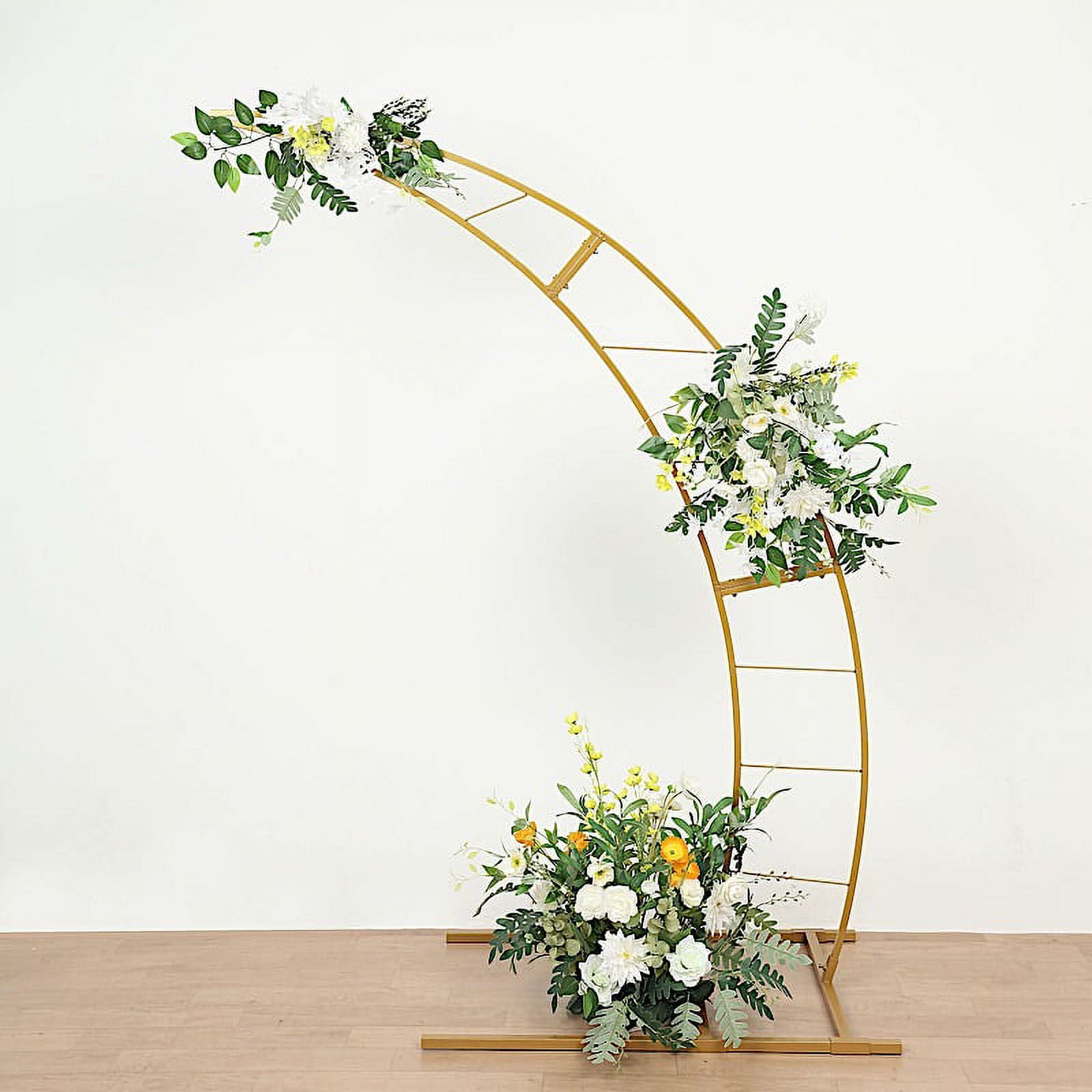 BalsaCircle 7ft Gold Metallic Floral Display Frame, Half Moon Backdrop ...
