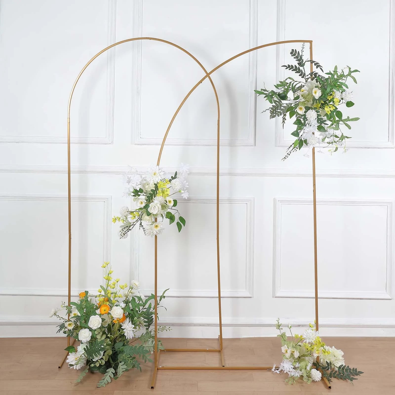 BalsaCircle 7 ft Gold Metal Floral Display Frame Half Moon Backdrop ...