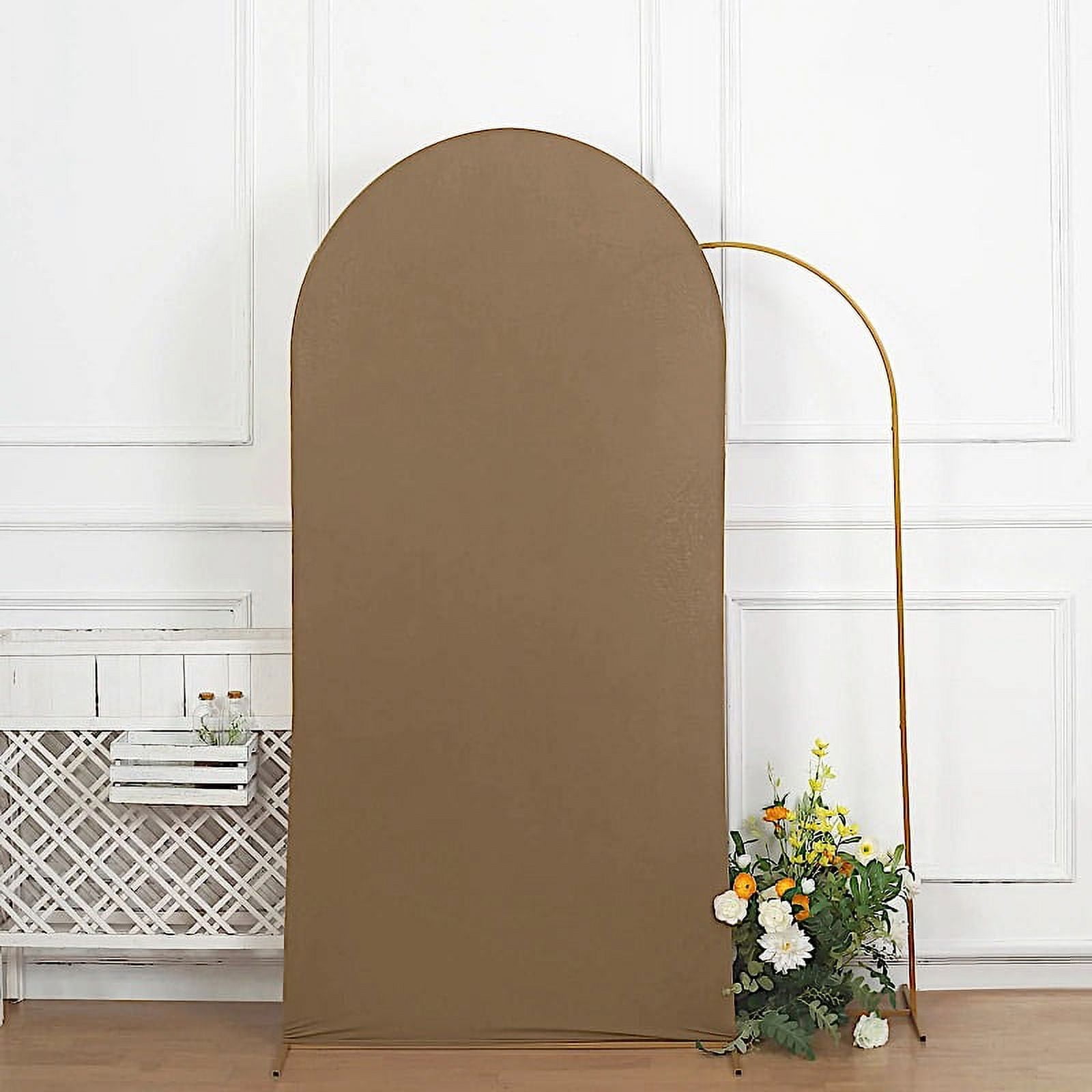 Balsa Circle 7 ft Taupe Matte Spandex Round Top Wedding Arch Backdrop ...