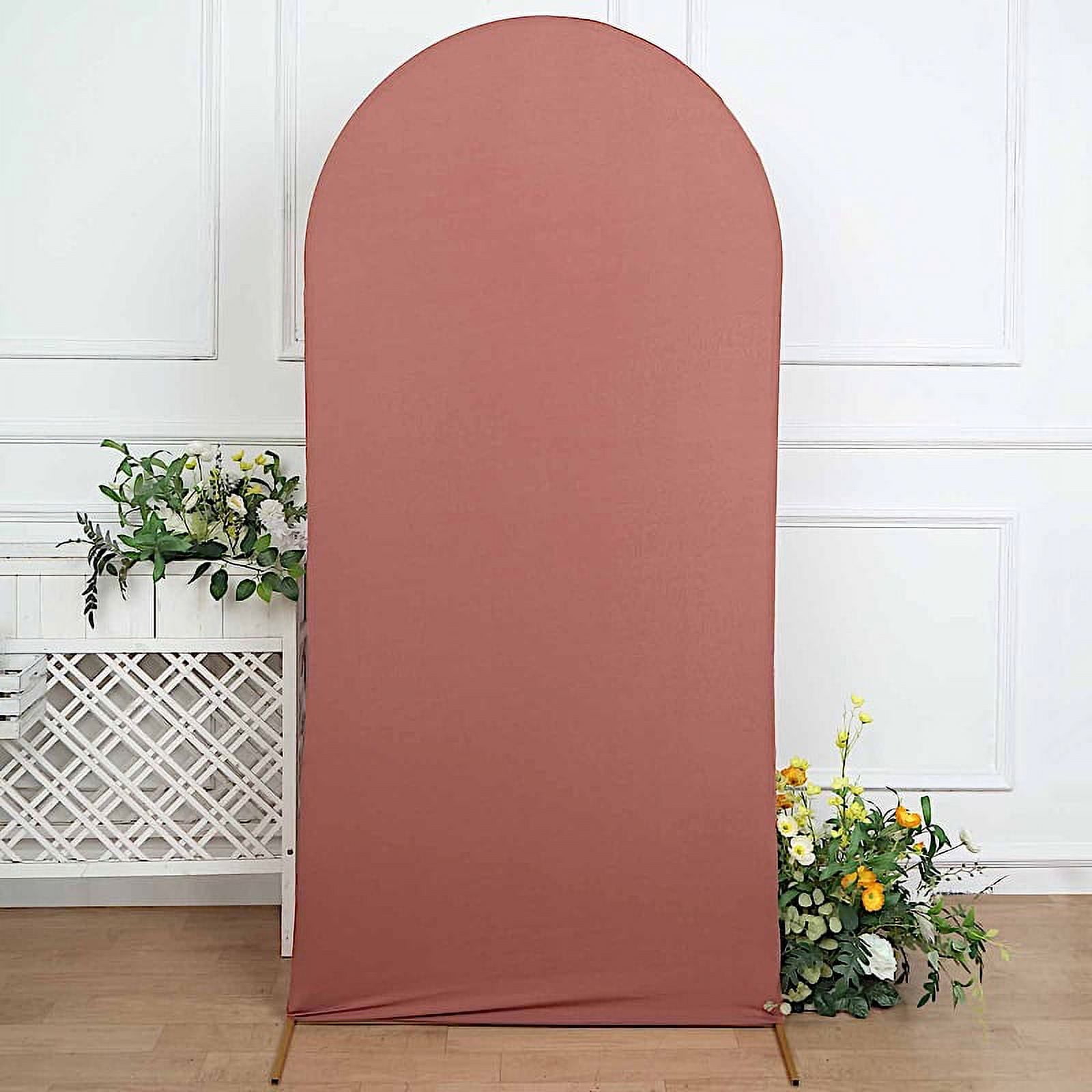 BalsaCircle 7 ft Terracotta Fitted Matte Spandex Round Top Wedding Arch ...