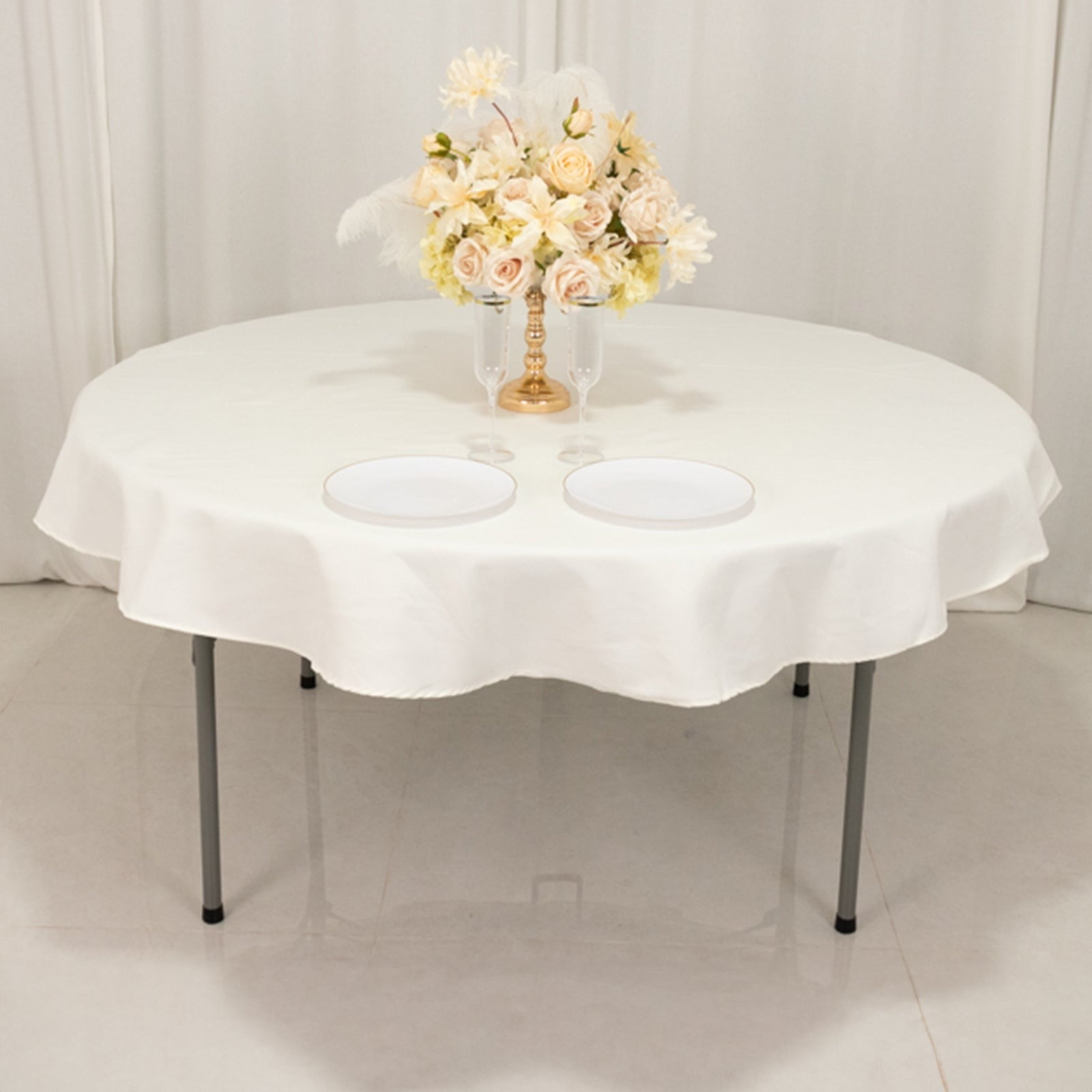 BalsaCircle 70" Cotton Round Ivory Tablecloth Reception Catering Dining ...