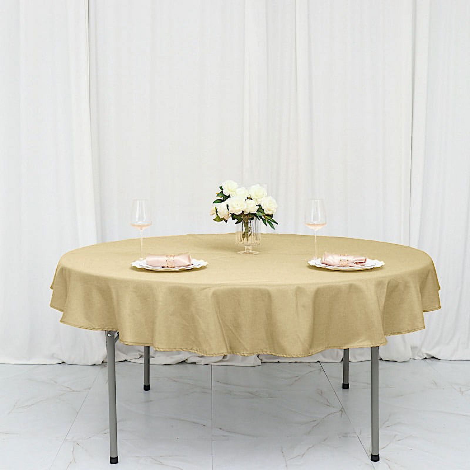 BalsaCircle 70" Round Polyester Tablecloth, Wedding, Champagne Color ...