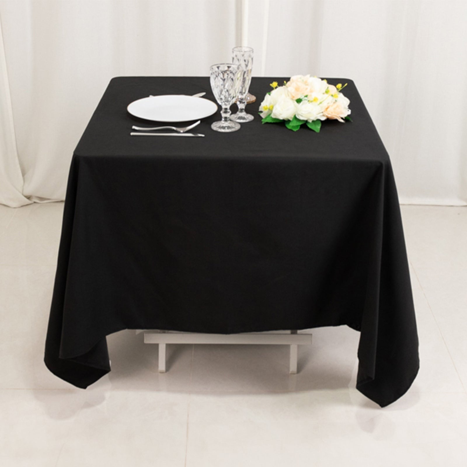 BalsaCircle 70" x 70" Cotton Blend Square Black Tablecloth Reception ...