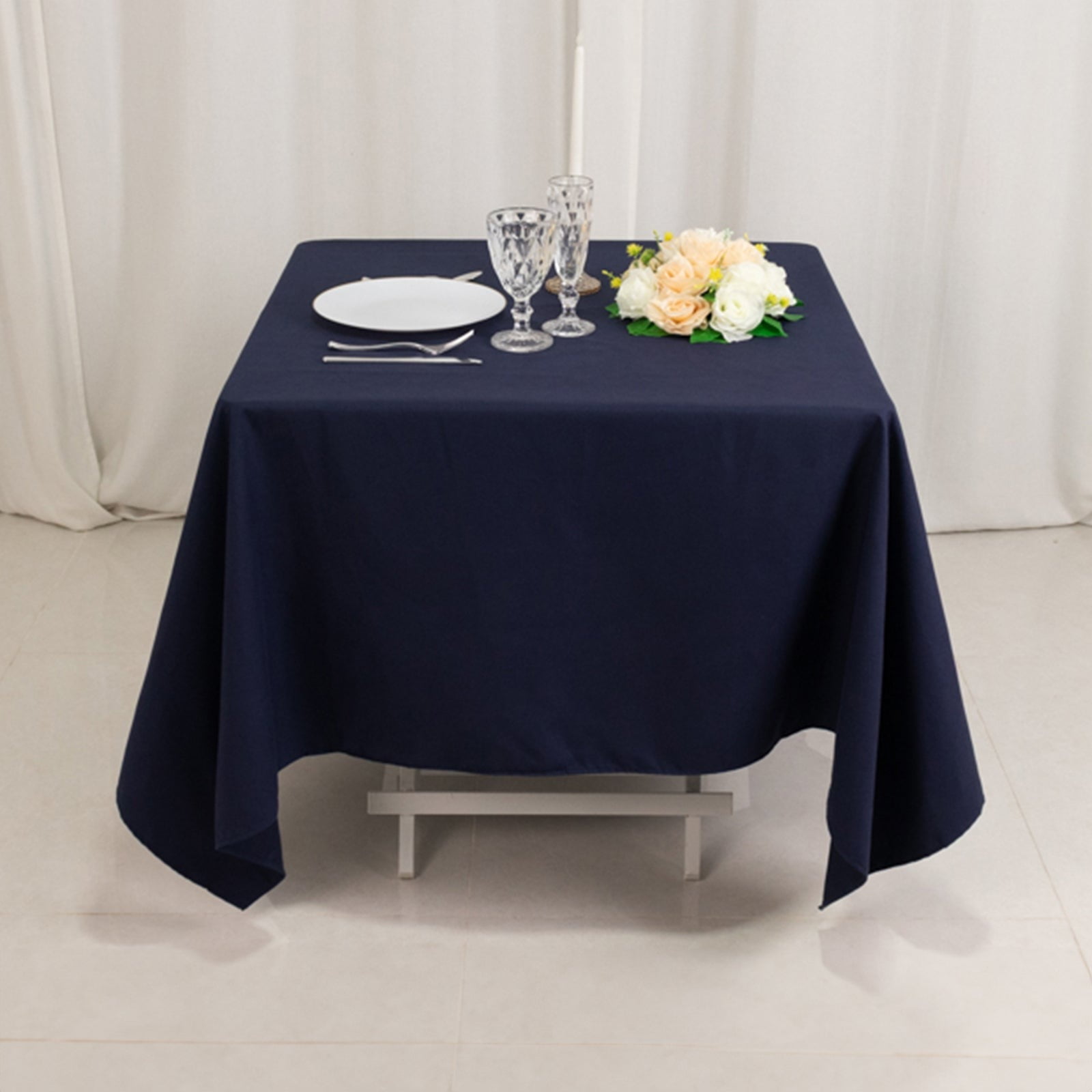 BalsaCircle 70" x 70" Cotton Blend Square Navy Blue Tablecloth ...
