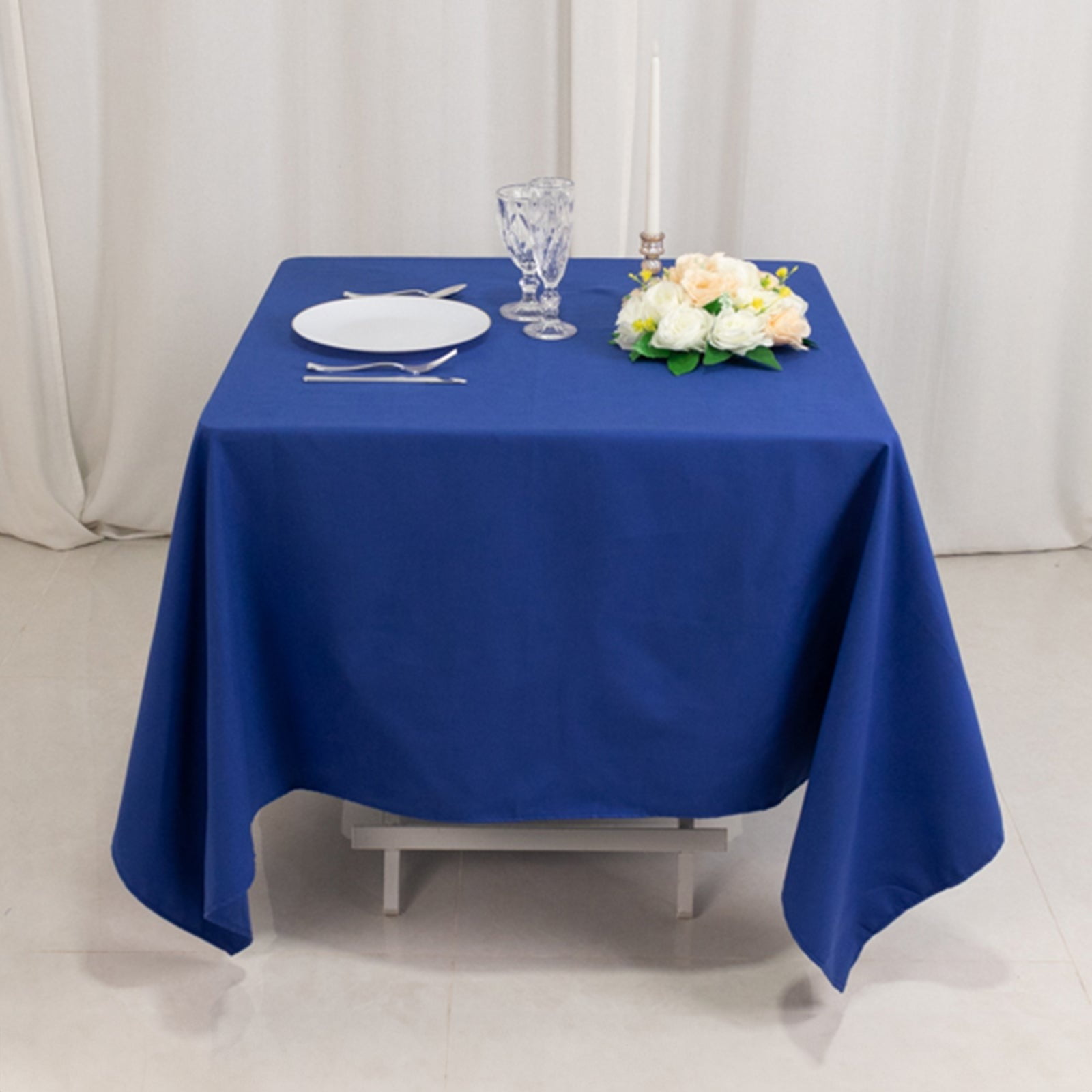 BalsaCircle 70" x 70" Cotton Blend Square Royal Blue Tablecloth ...