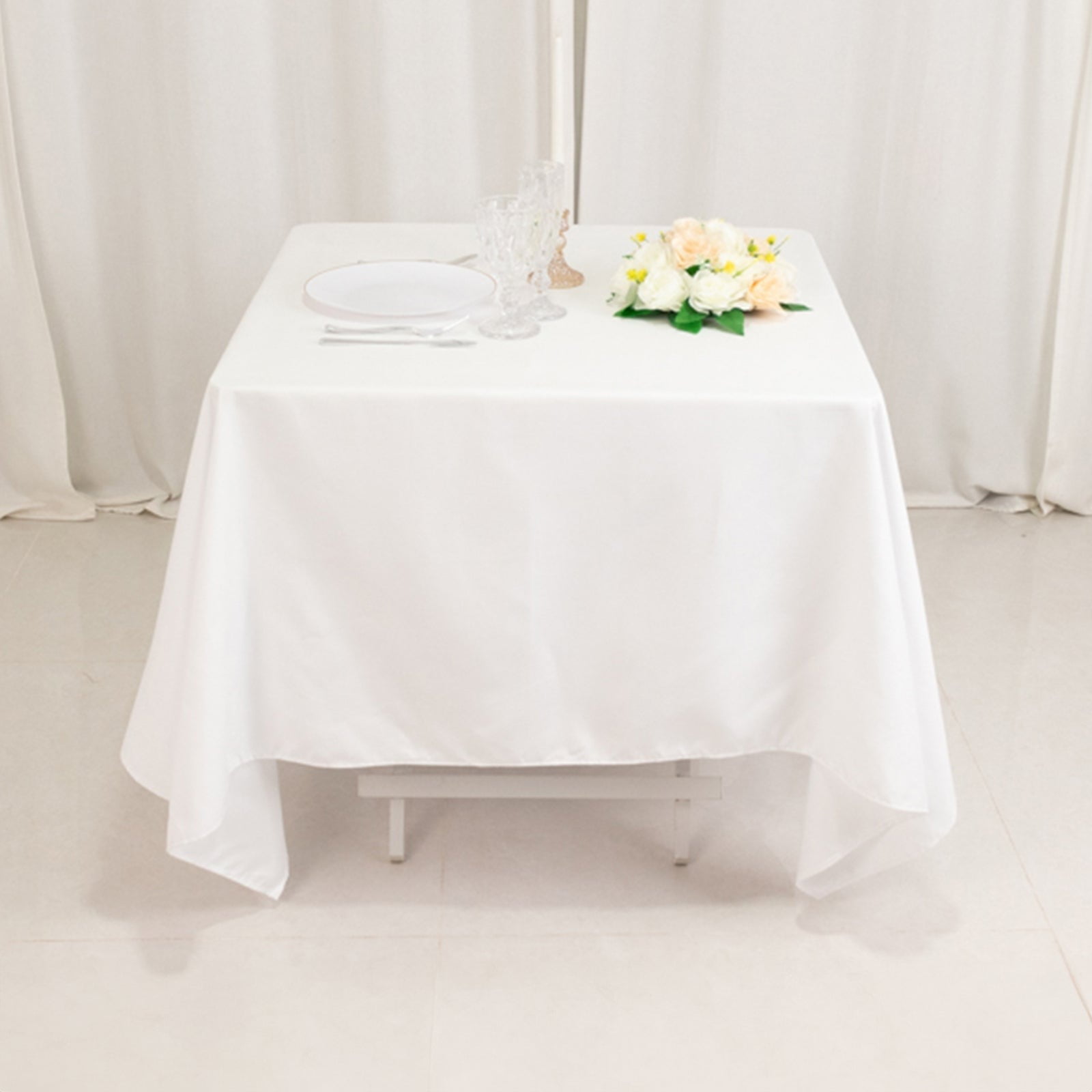 BalsaCircle 70" x 70" Cotton Blend Square White Tablecloth Reception ...