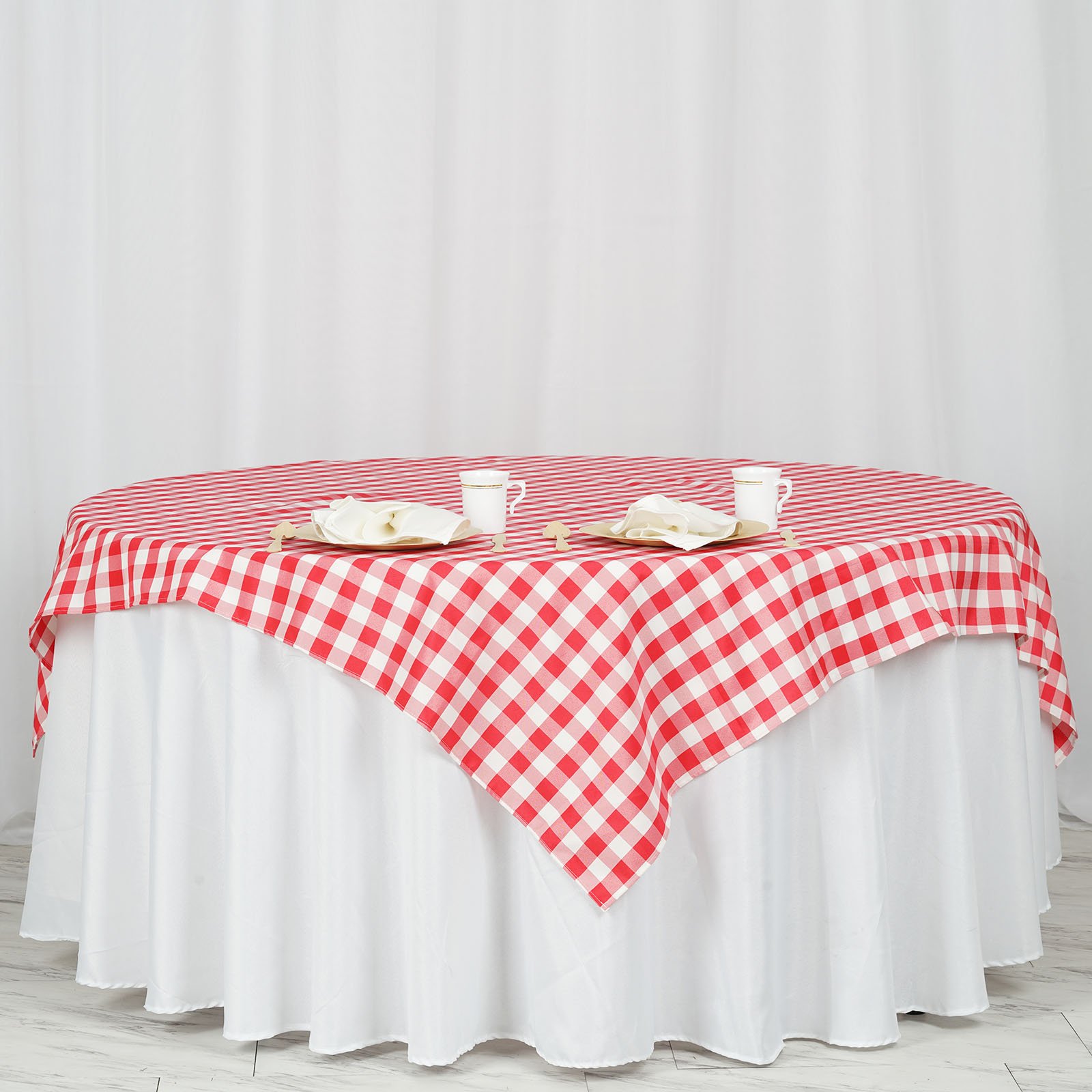BalsaCircle 70" x 70" Square Gingham Checkered Polyester Tablecloth ...