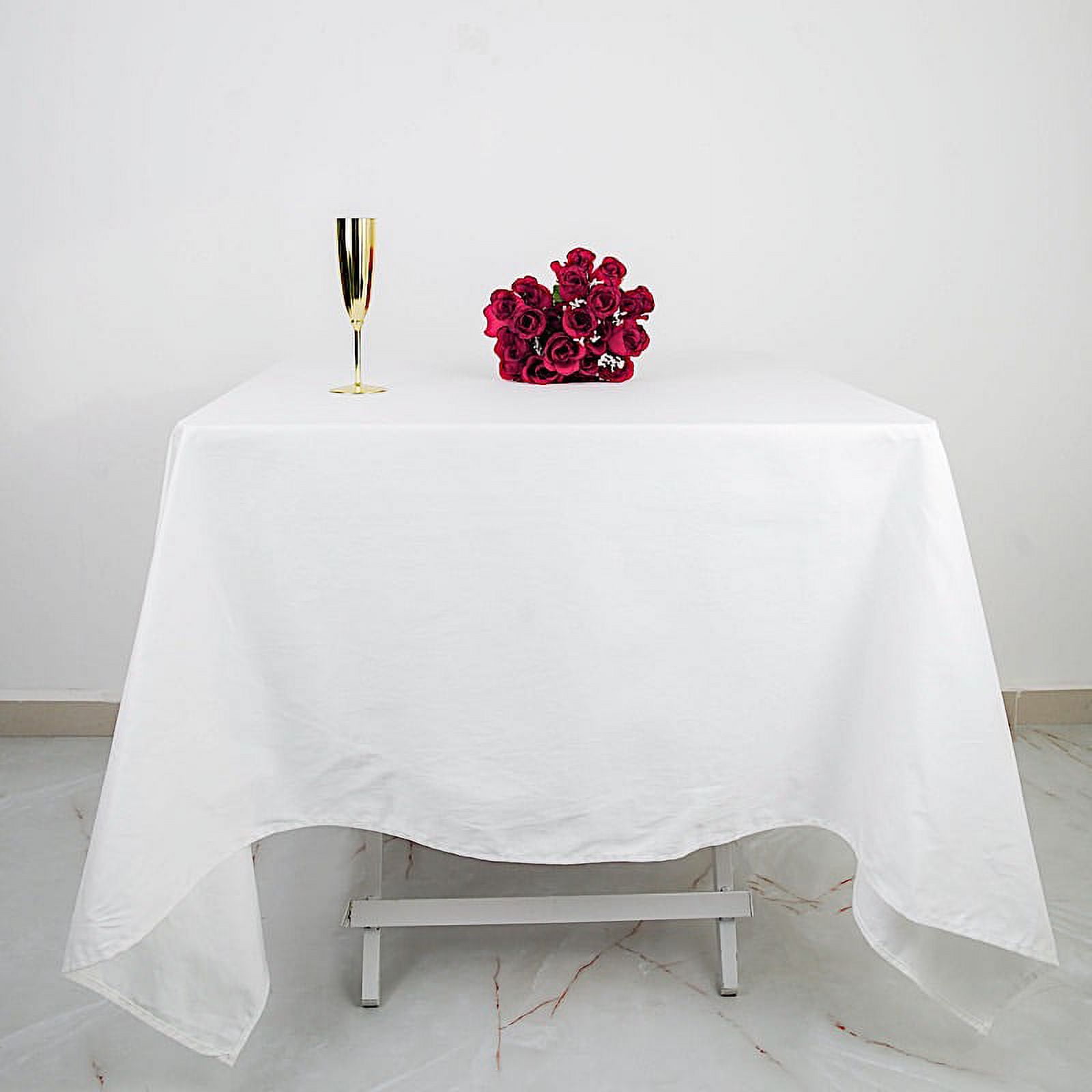 BalsaCircle 70" x 70" White Cotton Square Tablecloth Reception Catering ...
