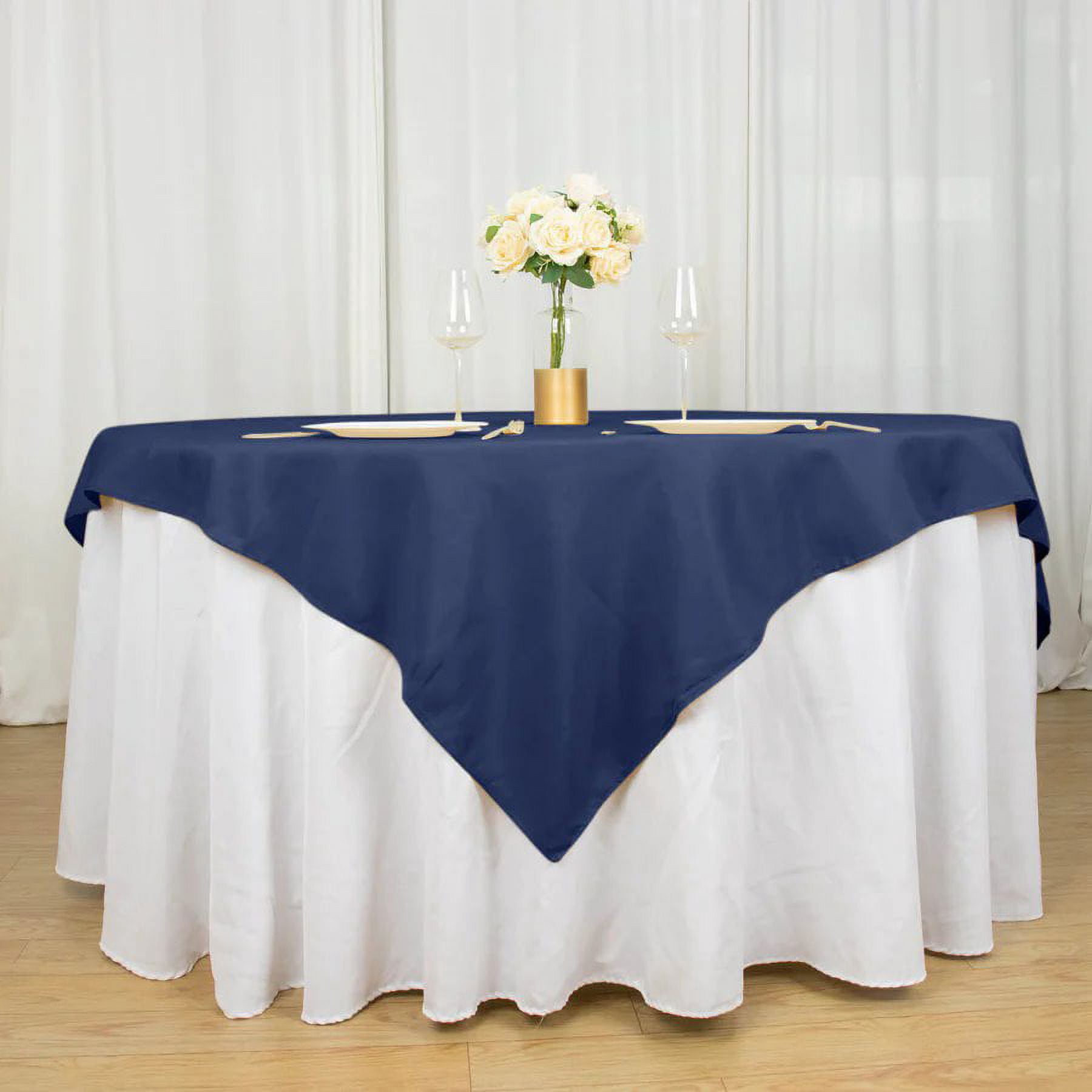 BalsaCircle 70 x 70 in Navy Blue Premium Polyester Square Tablecloth ...