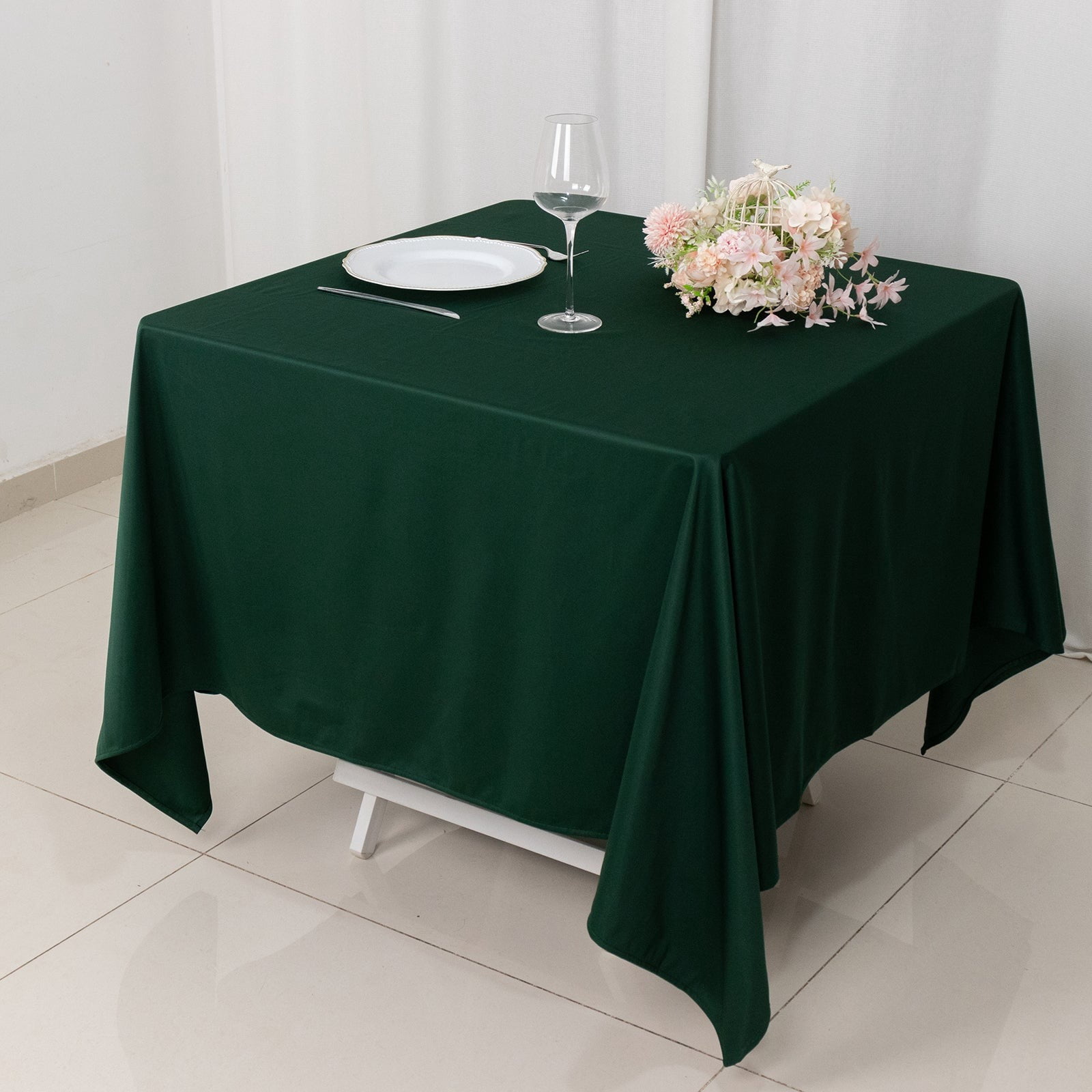 BalsaCircle 70x70 in Hunter Green Scuba Polyester Square Tablecloth ...