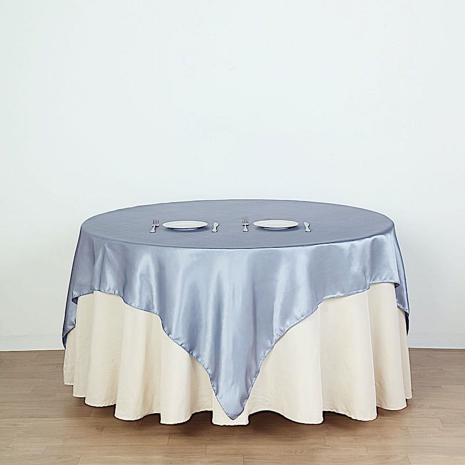 BalsaCircle 72" x 72" Dusty Blue Square Satin Table Overlays Wedding ...