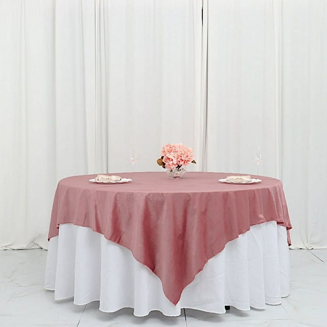 BalsaCircle 72" x 72" Dusty Rose Square Premium Velvet Table Overlay ...