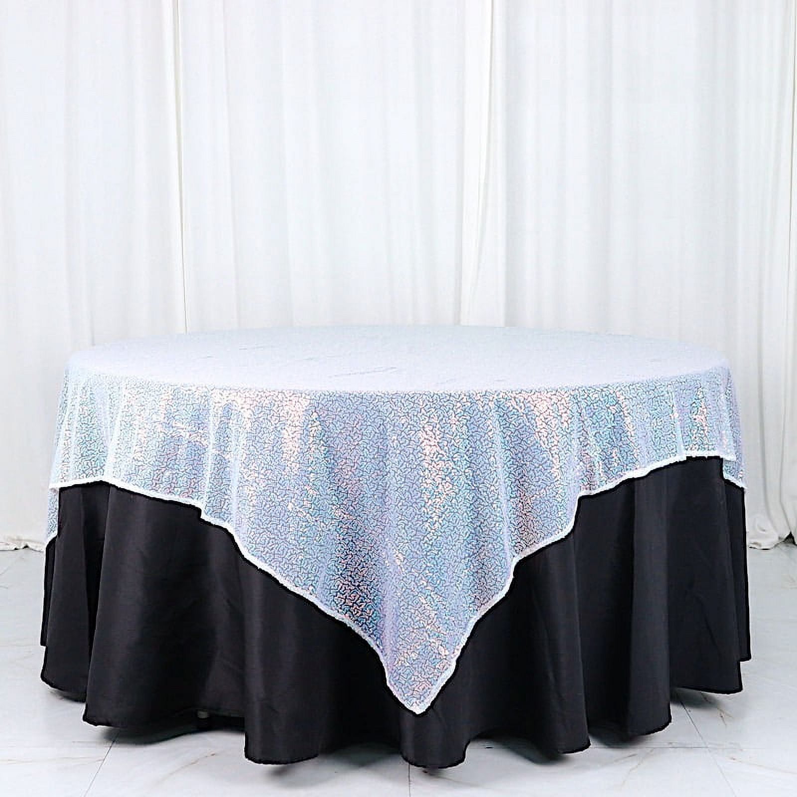BalsaCircle 72" x 72" Iridescent Blue Square Sequined Table Overlays ...