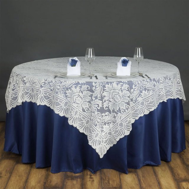 BalsaCircle 72" x 72" Ivory Square Lace Table Overlays Wedding Catering ...