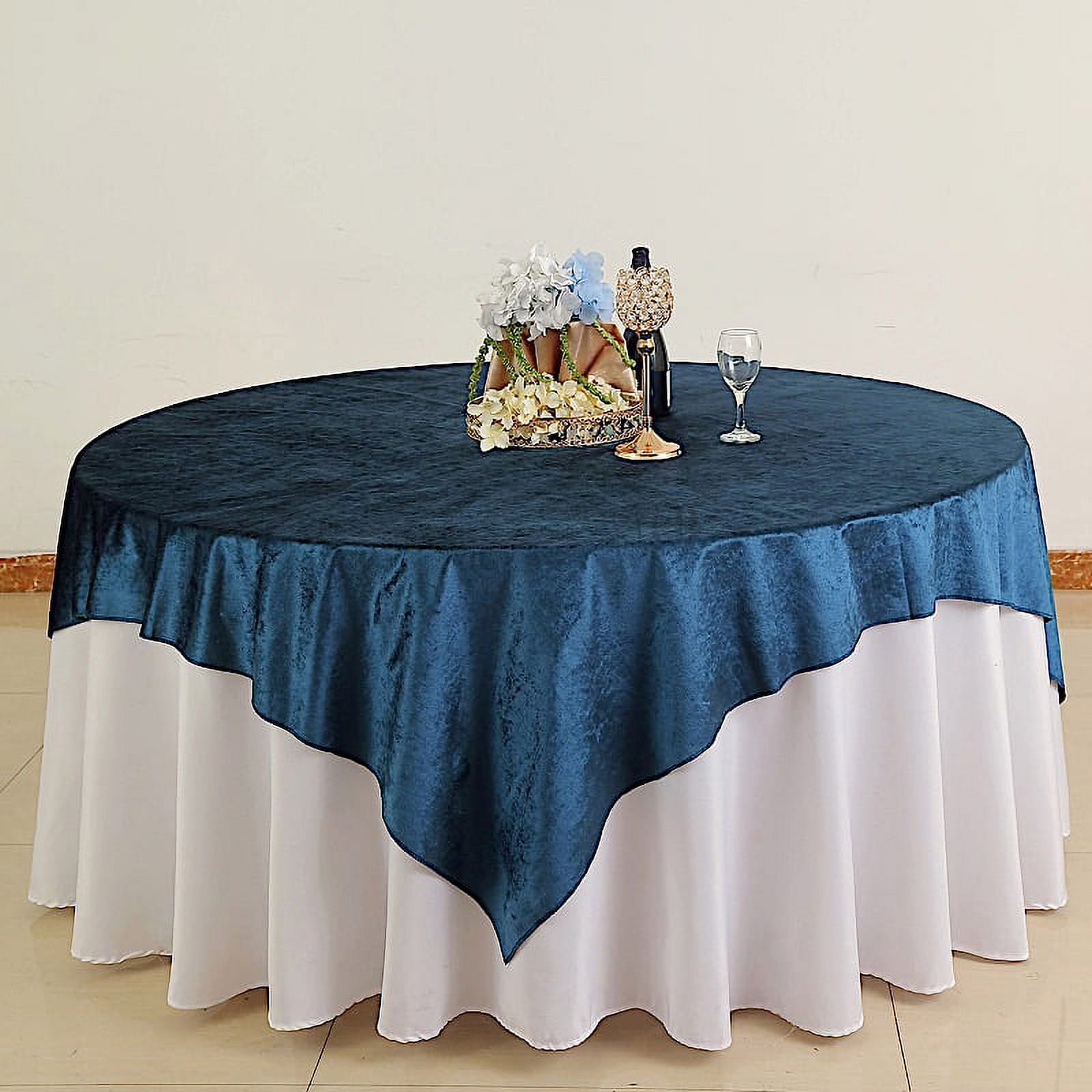 BalsaCircle 72" x 72" Navy Blue Square Premium Velvet Table Overlay ...