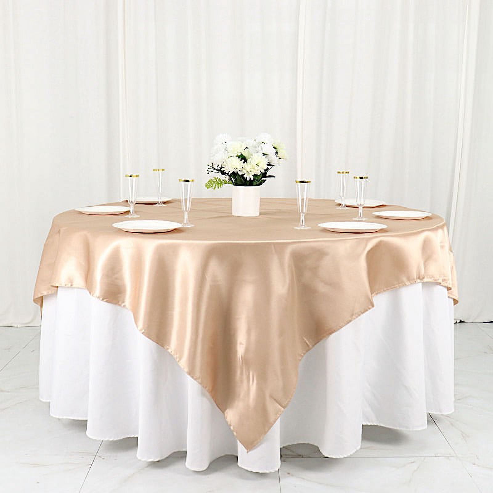 BalsaCircle 72" x 72" Nude Square Satin Table Overlays Wedding Party ...