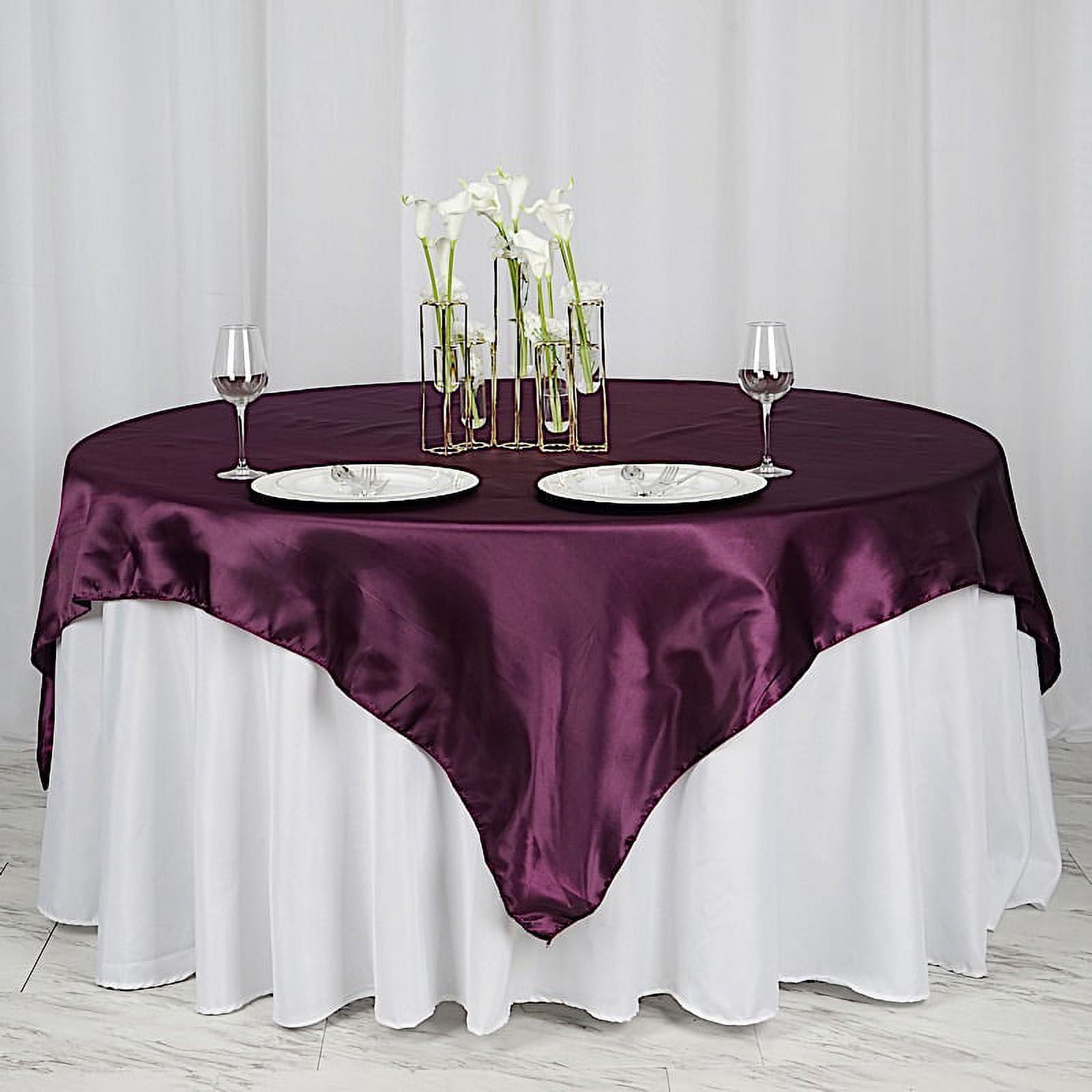 BalsaCircle 72" x 72" Square Satin Table Overlays - Wedding Party ...