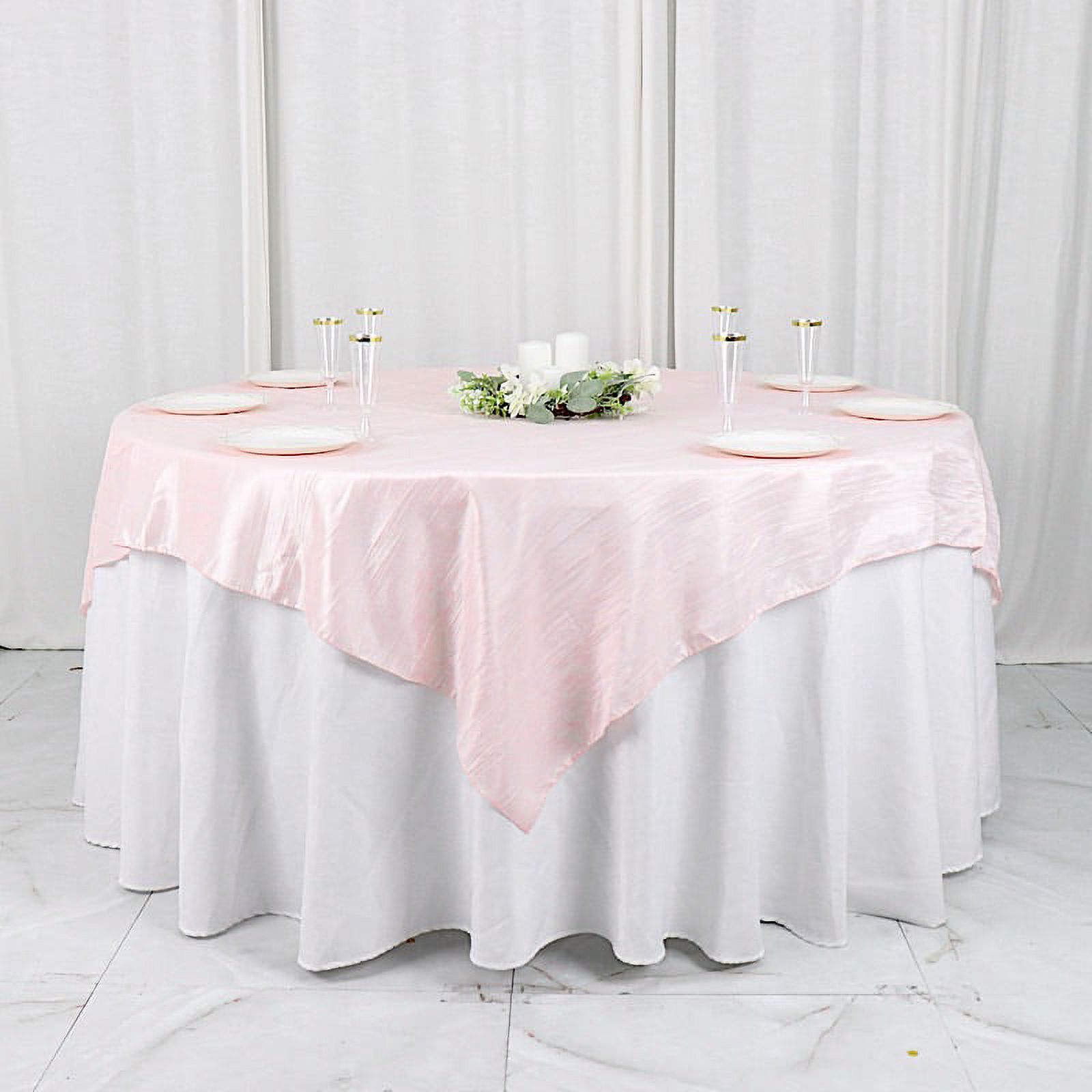BalsaCircle 72x72 in Blush Square Accordion Crinkled Taffeta Table ...