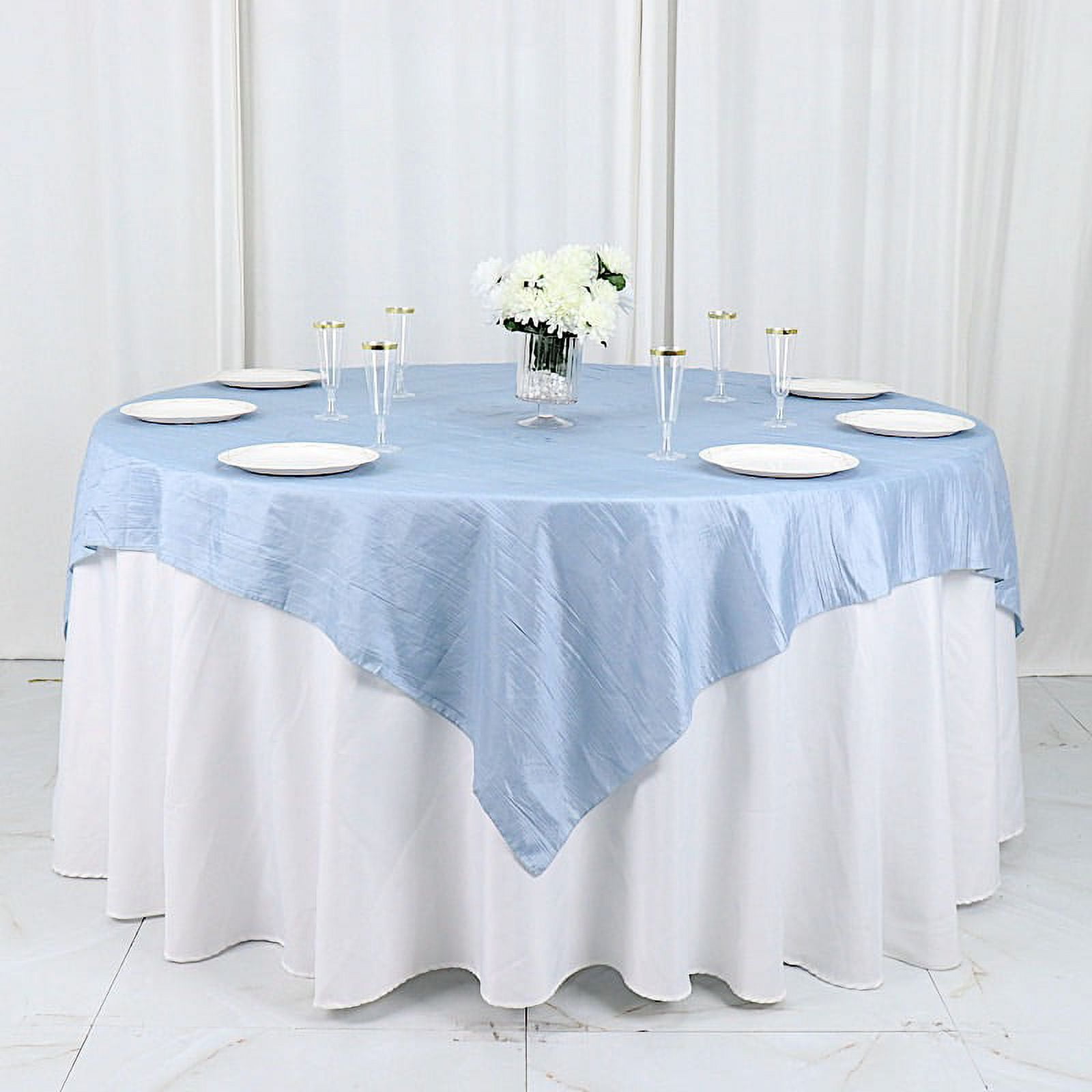 BalsaCircle 72x72 in Dusty Blue Square Accordion Crinkled Taffeta Table ...