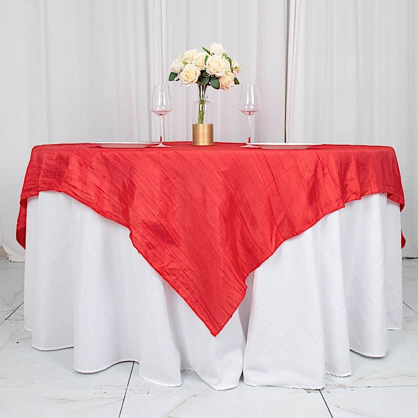 BalsaCircle 72x72 in Red Square Accordion Crinkled Taffeta Table ...