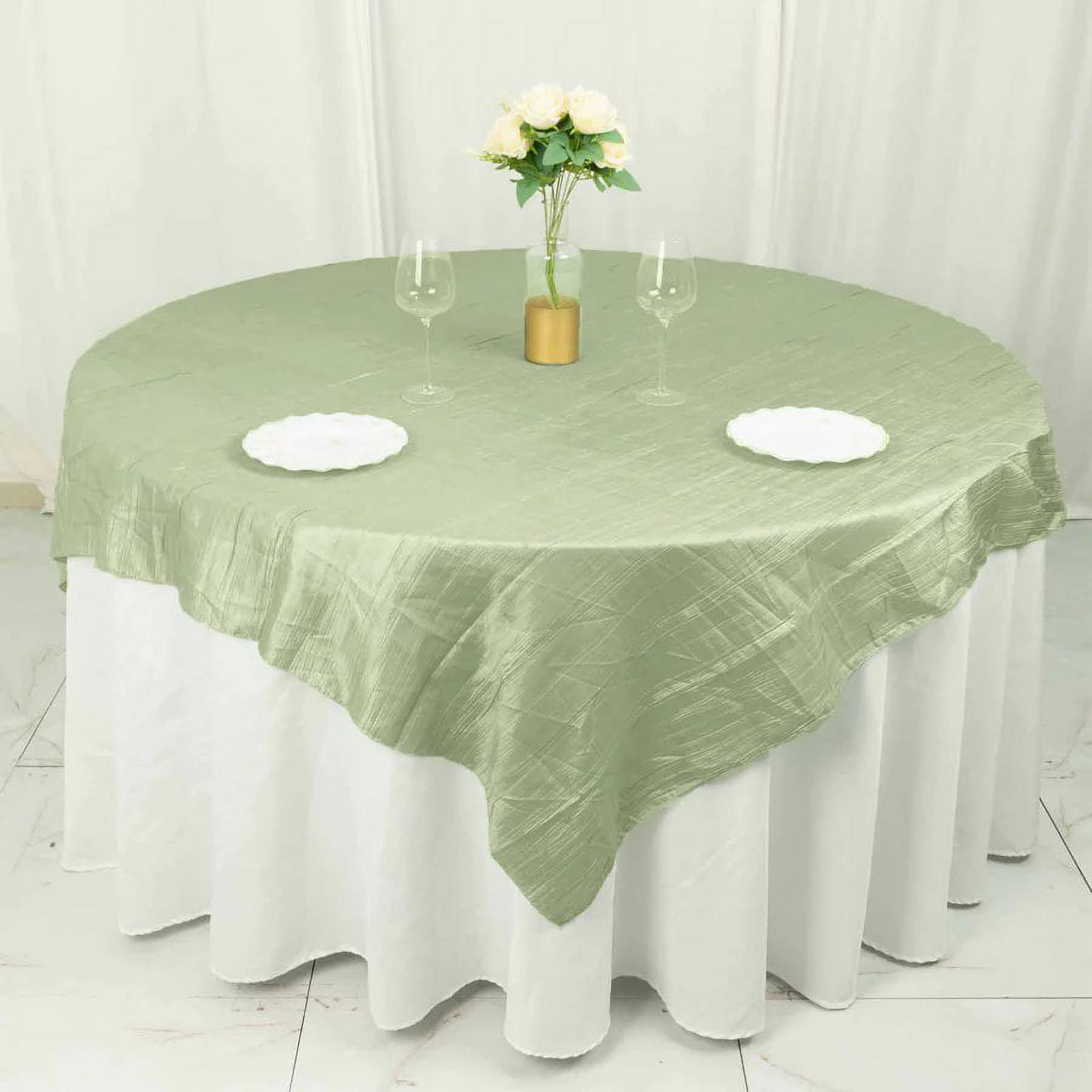 BalsaCircle 72x72 Sage Green Square Taffeta Table Overlay - Sparkly ...