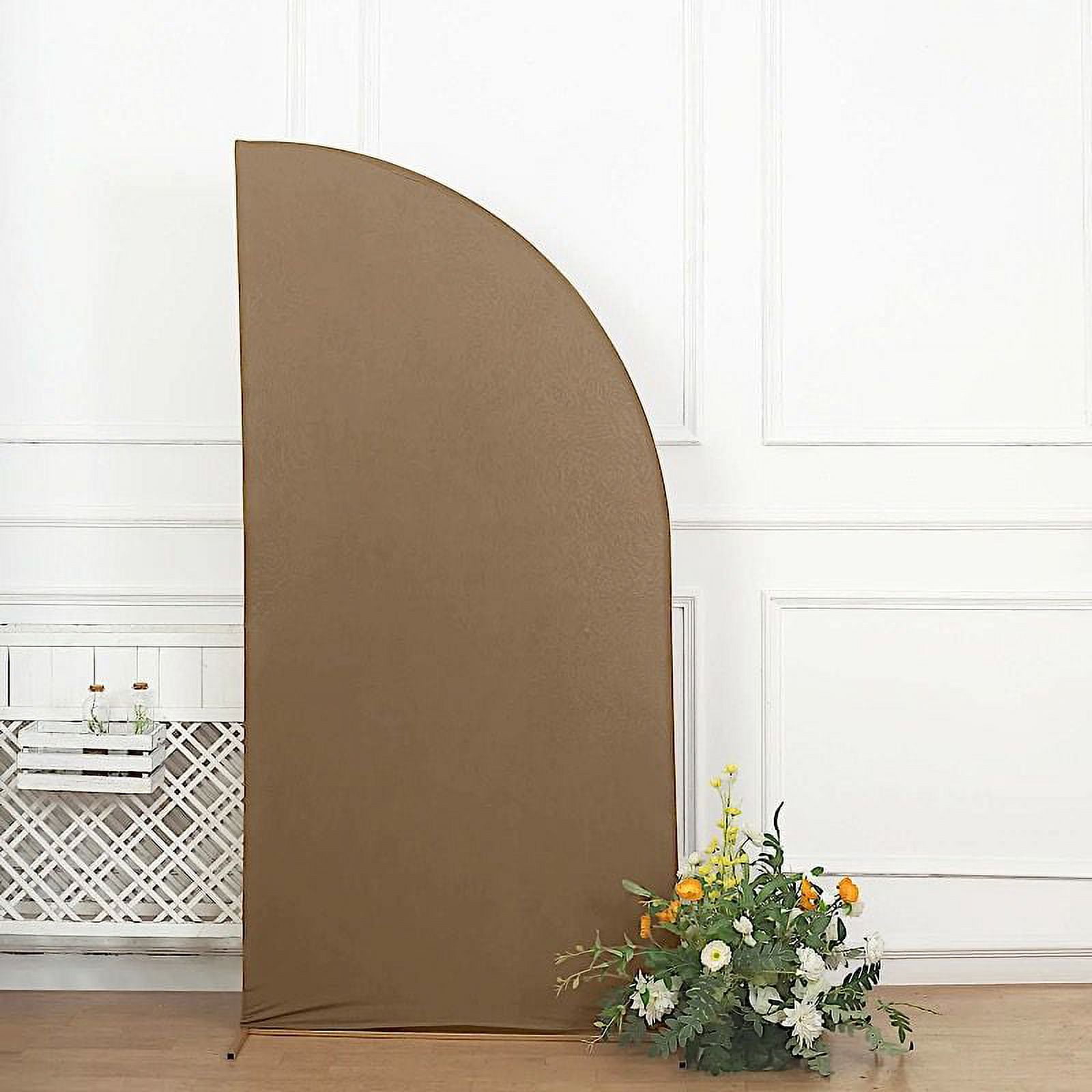 BalsaCircle 7x3 feet Taupe Matte Fitted Spandex Half Moon Wedding Arch ...