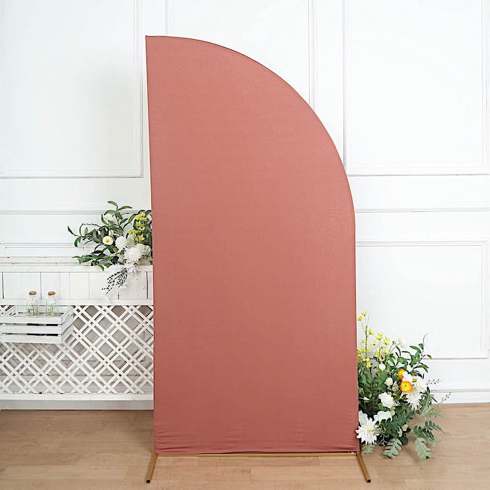 BalsaCircle 7x3 feet Terracotta Matte Fitted Spandex Half Moon Wedding ...