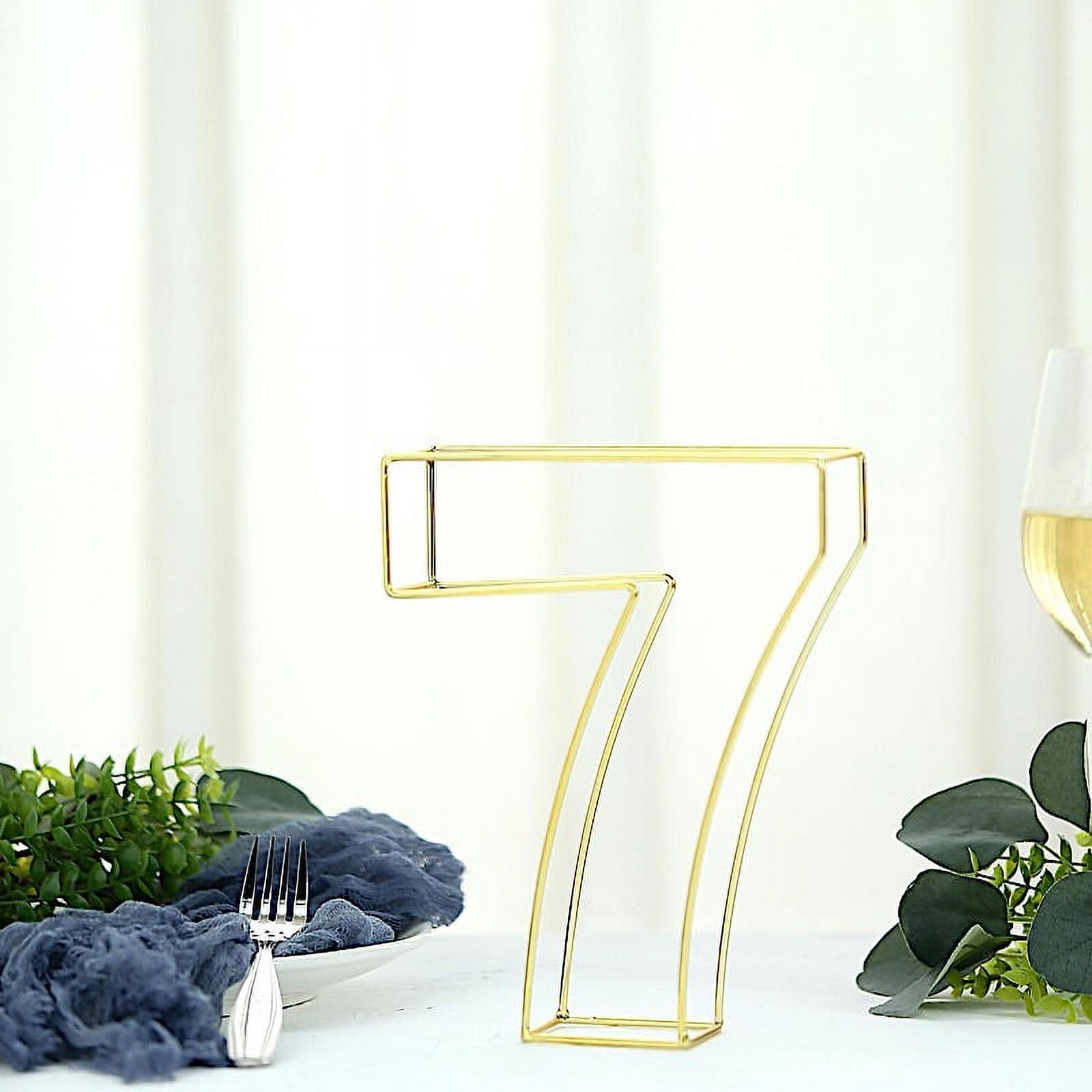 BalsaCircle 8" Gold 7 Metal 3D Wire Alphabet Number Sign Wedding Party ...