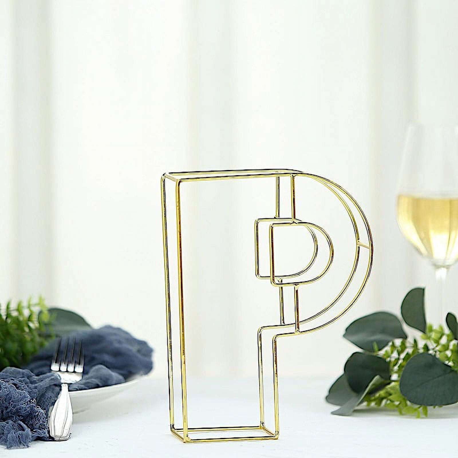 BalsaCircle 8" Gold P Metal 3D Wire Alphabet Number Sign Wedding Party ...